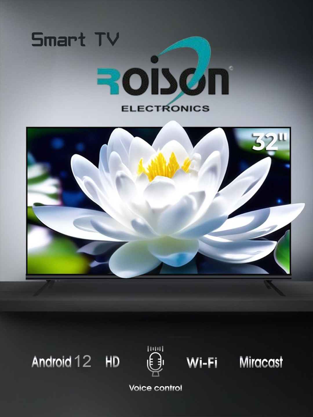 Телевизор Roison Smart LED HD TV RE 32-060, 43-340 BL, Аndroid 12, с ...