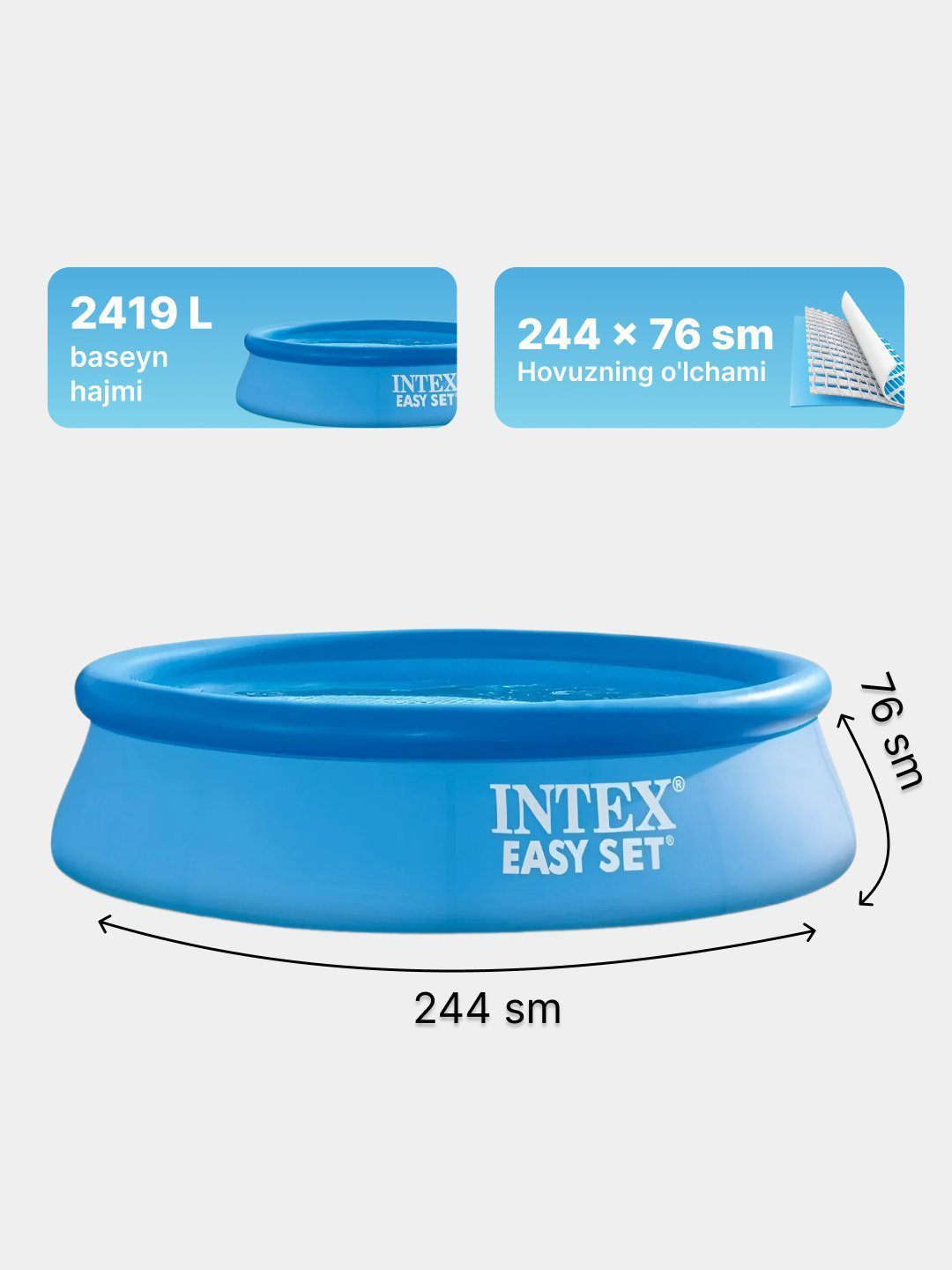 Puflanadigan hovuz Intex Easy Set, tanlovga 886 - 3853 litrni arzon ...