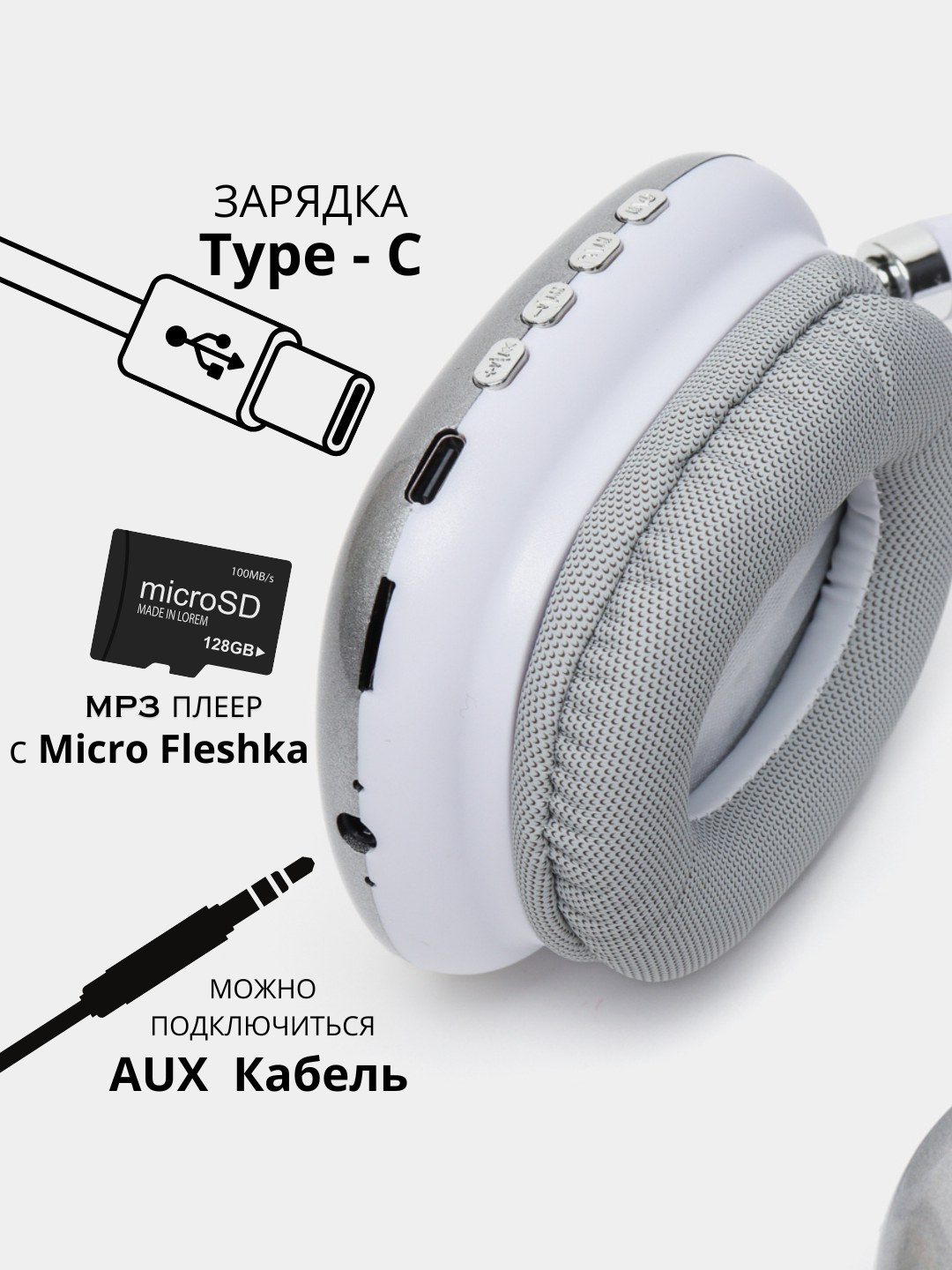 Simsiz Bluetooth naushnik P9, quloqchin mikrofonli, to'liq o'lchamli ...