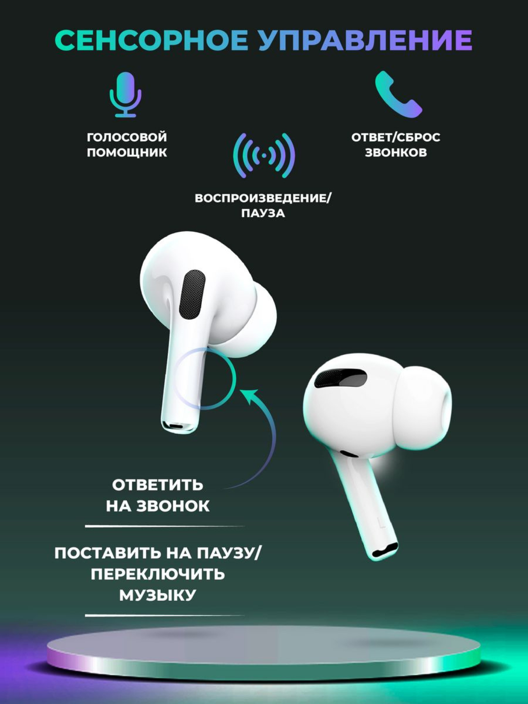 Беспроводные наушники Pro, сенсорные, с беспроводной зарядкой купить по ...