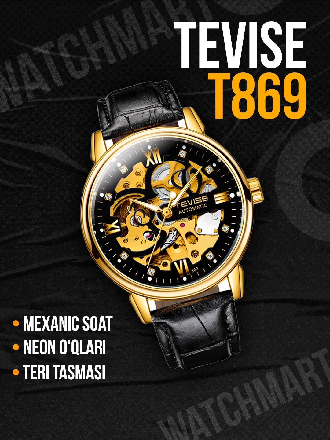 Erkaklar uchun mexanik soatlar Tevise T869/T836Dni arzon narxda sotib ...