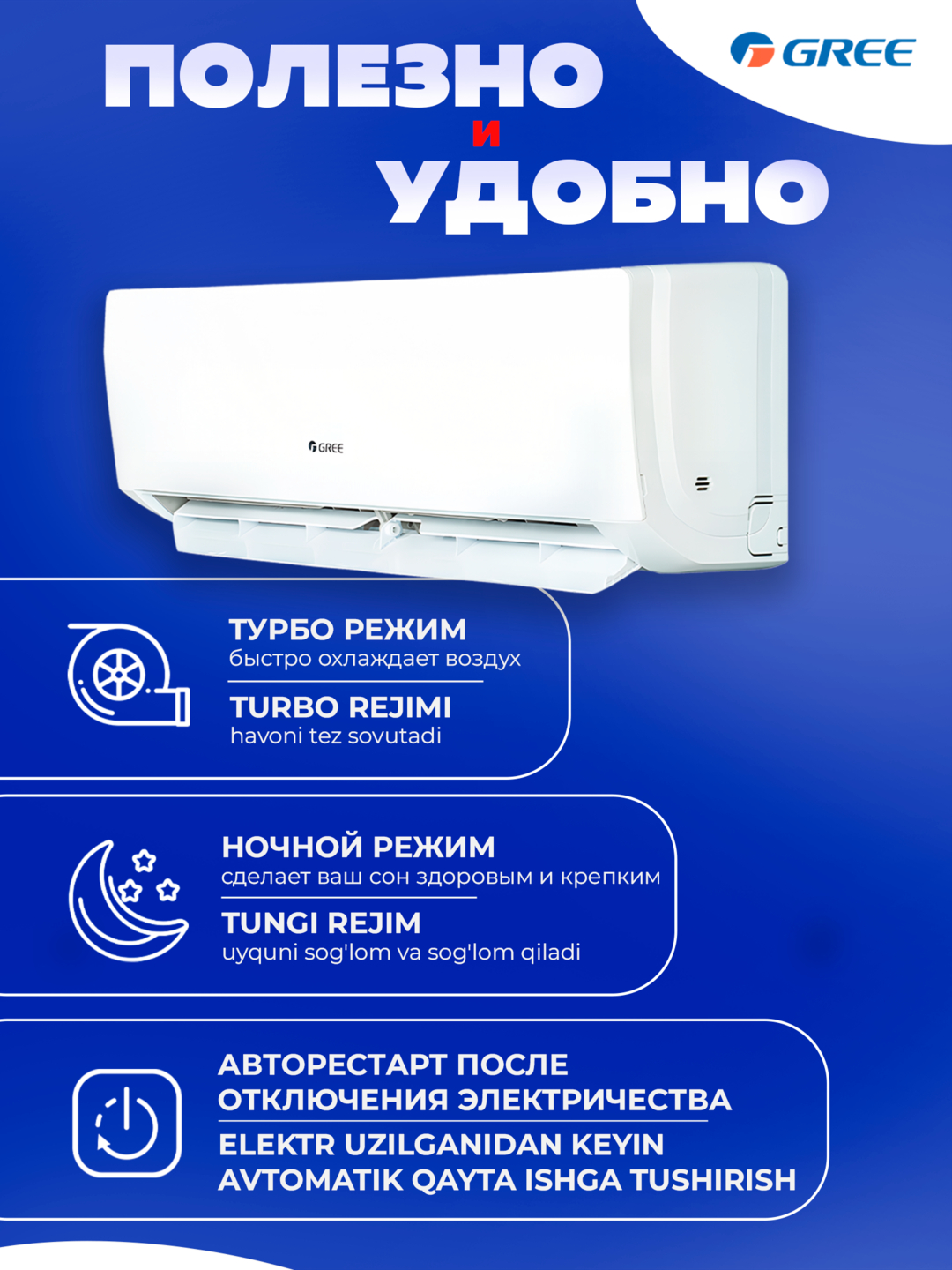 Кондиционер GREE Bora Inverter R32 WI FI для 30/40/60/80 м2 купить по ...