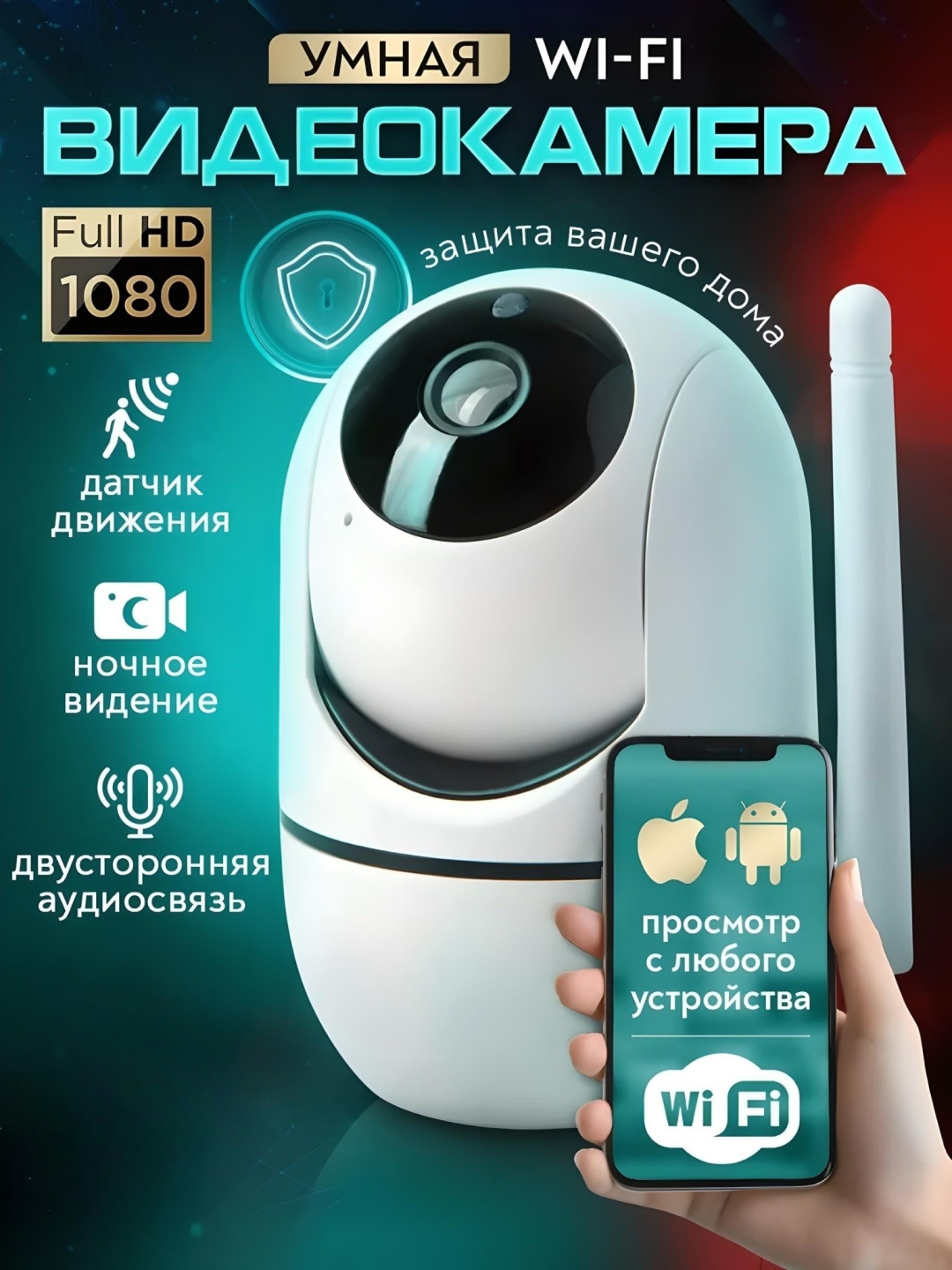 Беспроводная IP-камера видеонаблюдения, поворотная, для дома и офиса ...