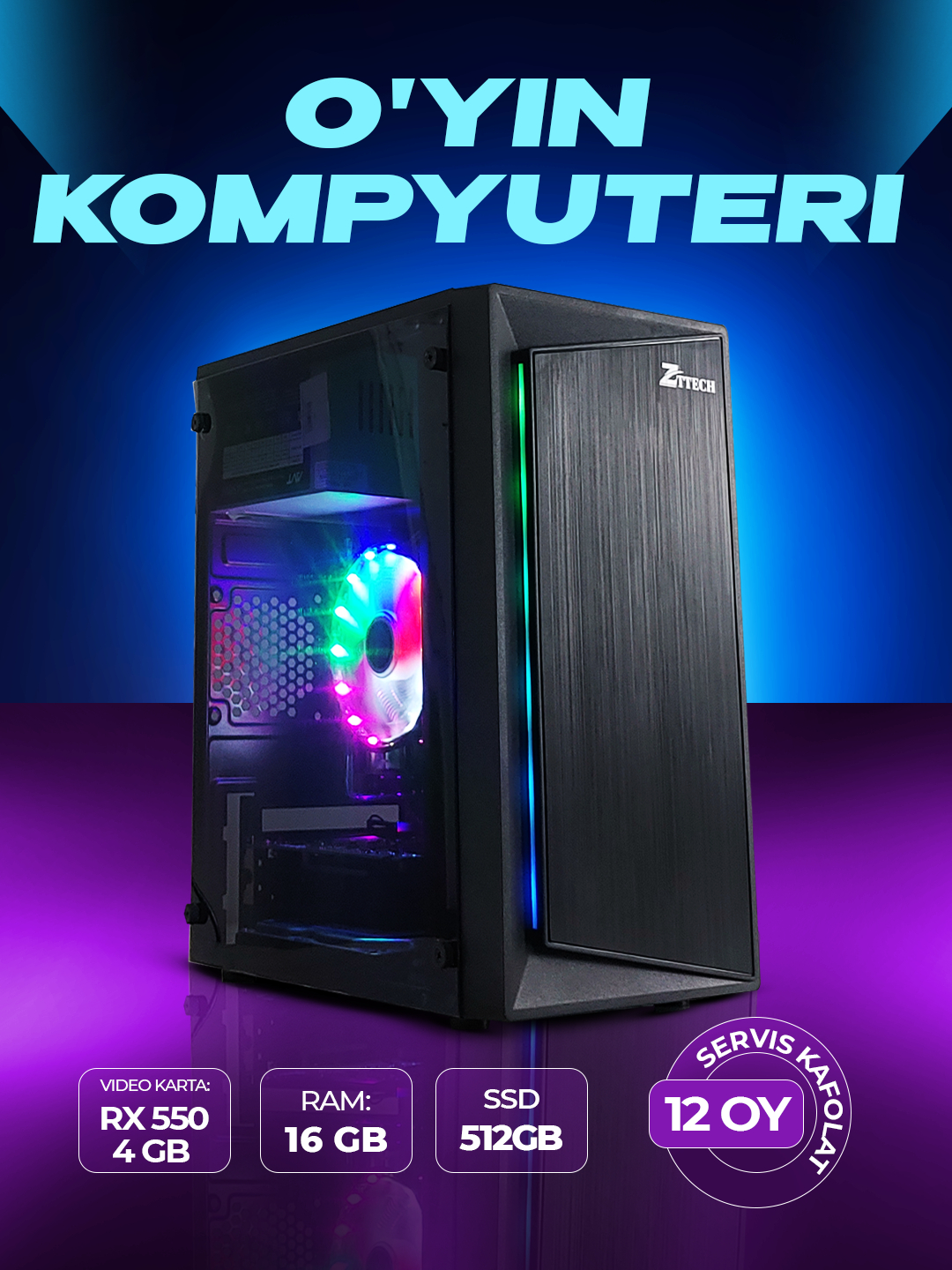 О'yin kompyuteri RX 550 4 GB, Core i5, 16 RAM, 512 SSD, Windows 10 Proni arzon narxda sotib ...