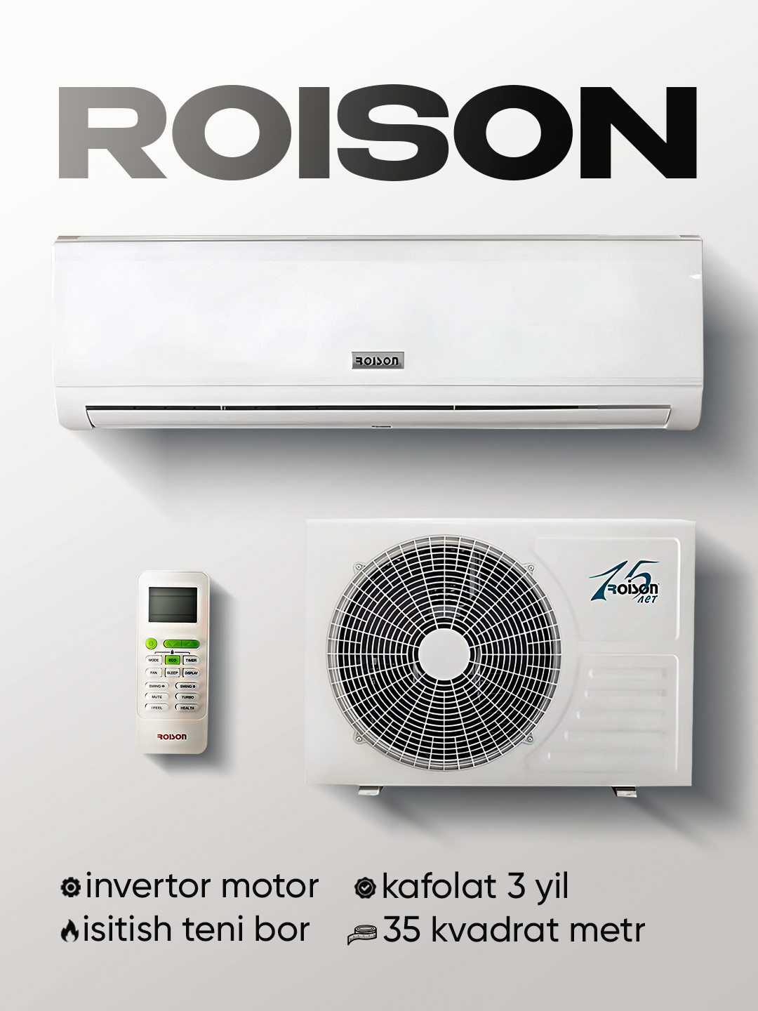 Кондиционер Roison 12000 BTU Invertor, с тэном купить по низким ценам в ...