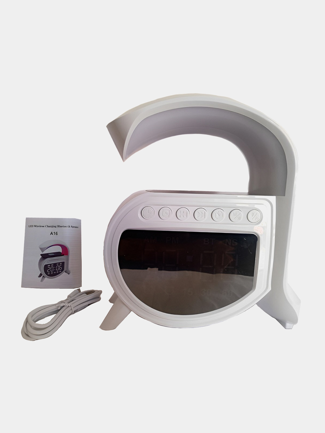 Smart kolonka RGB, Bluetooth, FM radio, budilnik va soat, telefon uchun ...