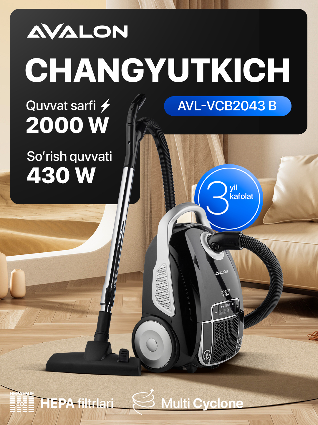 Changyutgich AVALON AVL-VCB 2043ni arzon narxda sotib oling — Uzum (1168428)