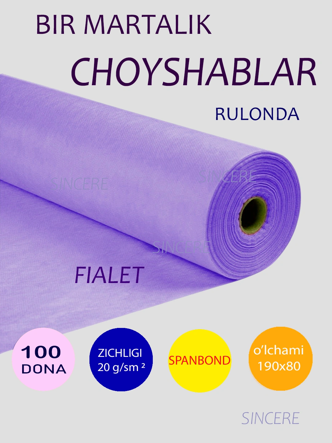 Bir martalik choyshablar, rulonda, 100 donani arzon narxda sotib oling ...