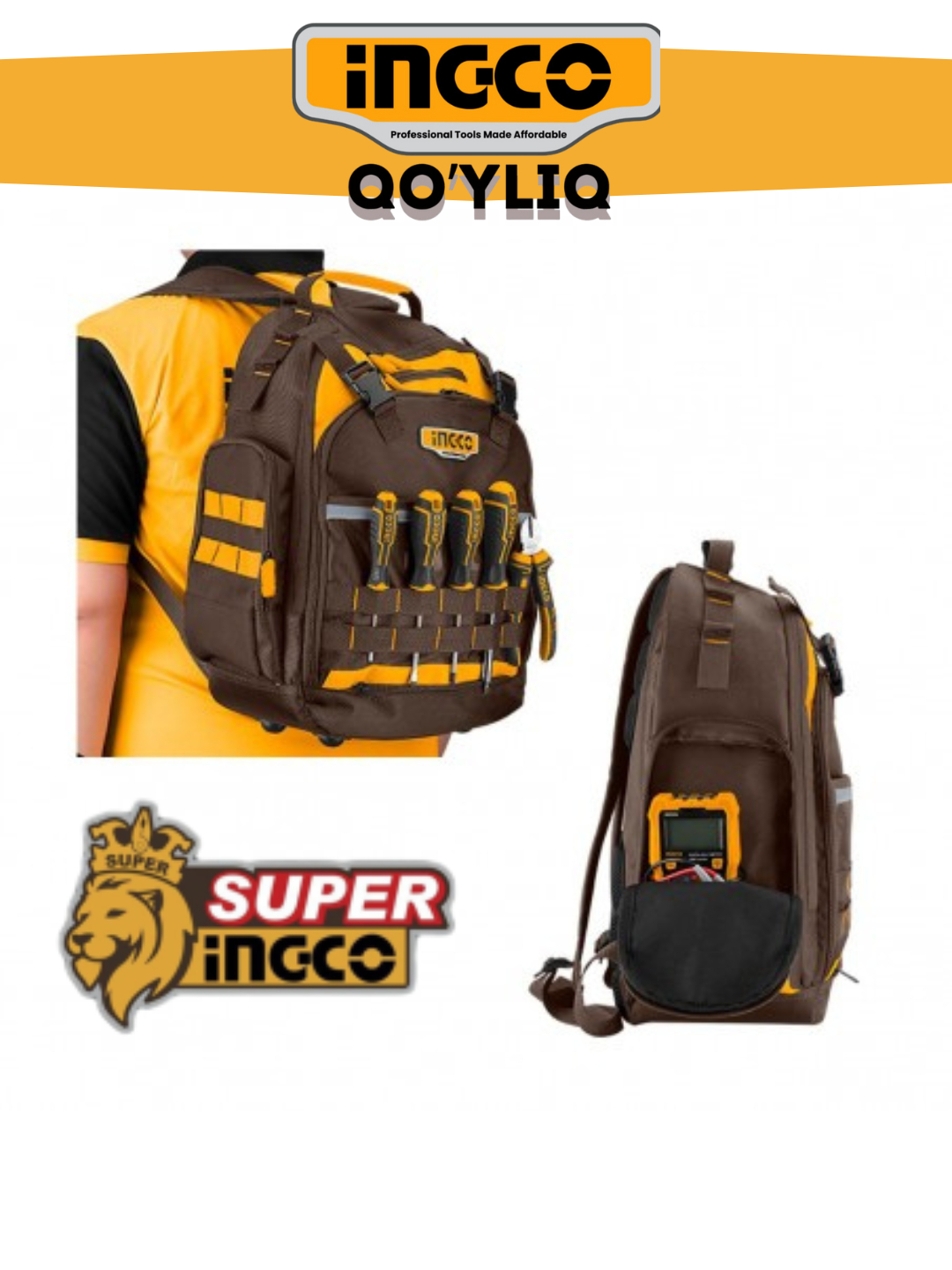 Asboblar saqlash sumkasi INGCO HBP01028 INDUSTRIALni arzon narxda sotib ...