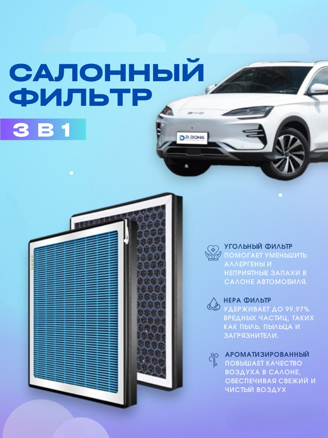Двуслойный салонный фильтр HEPA N95 для BYD CHАMPION EV купить по ...