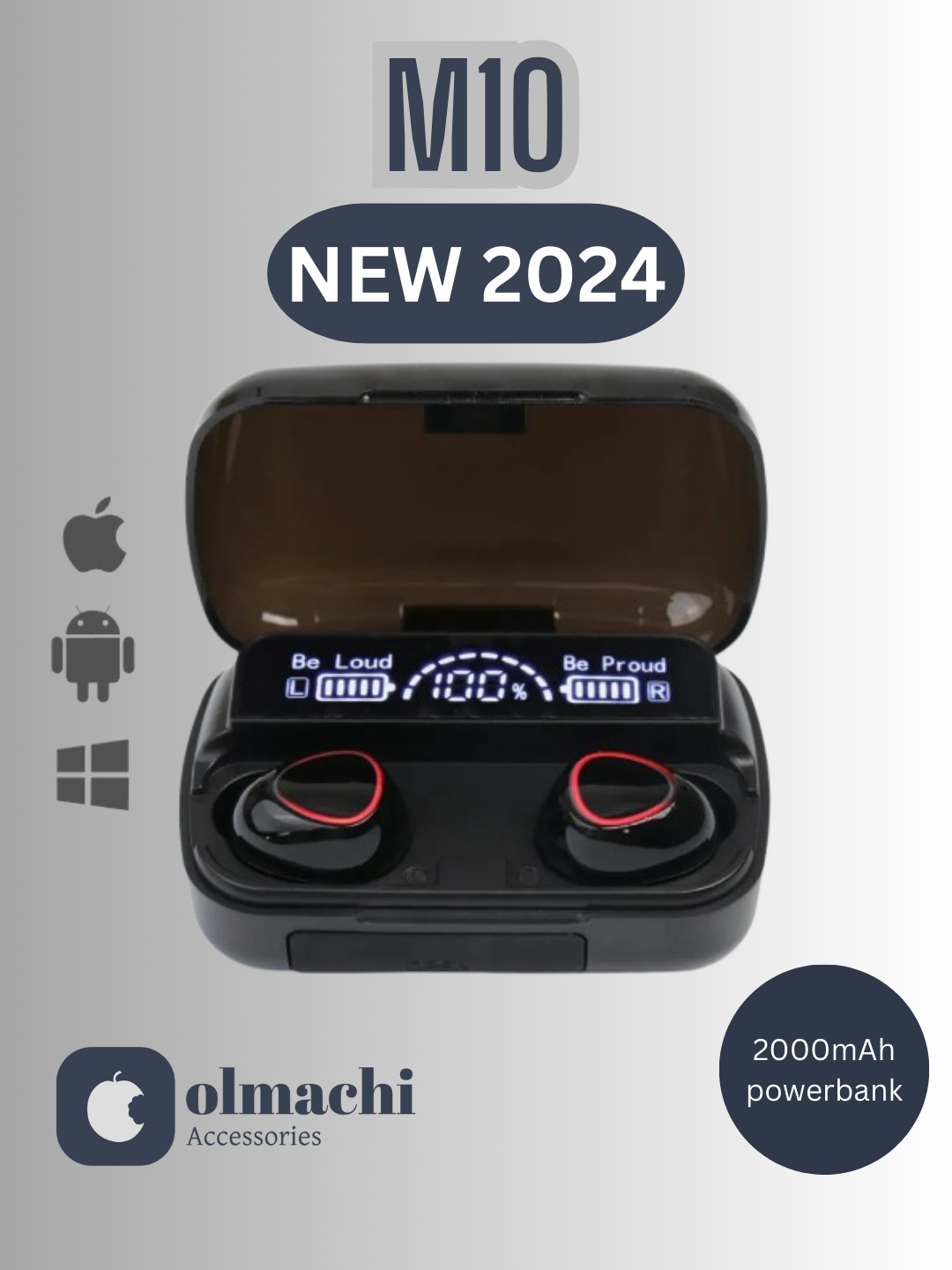 Беспроводные наушники М10, Bluetooth с Power bank 2000 мА/ч, IOS ...