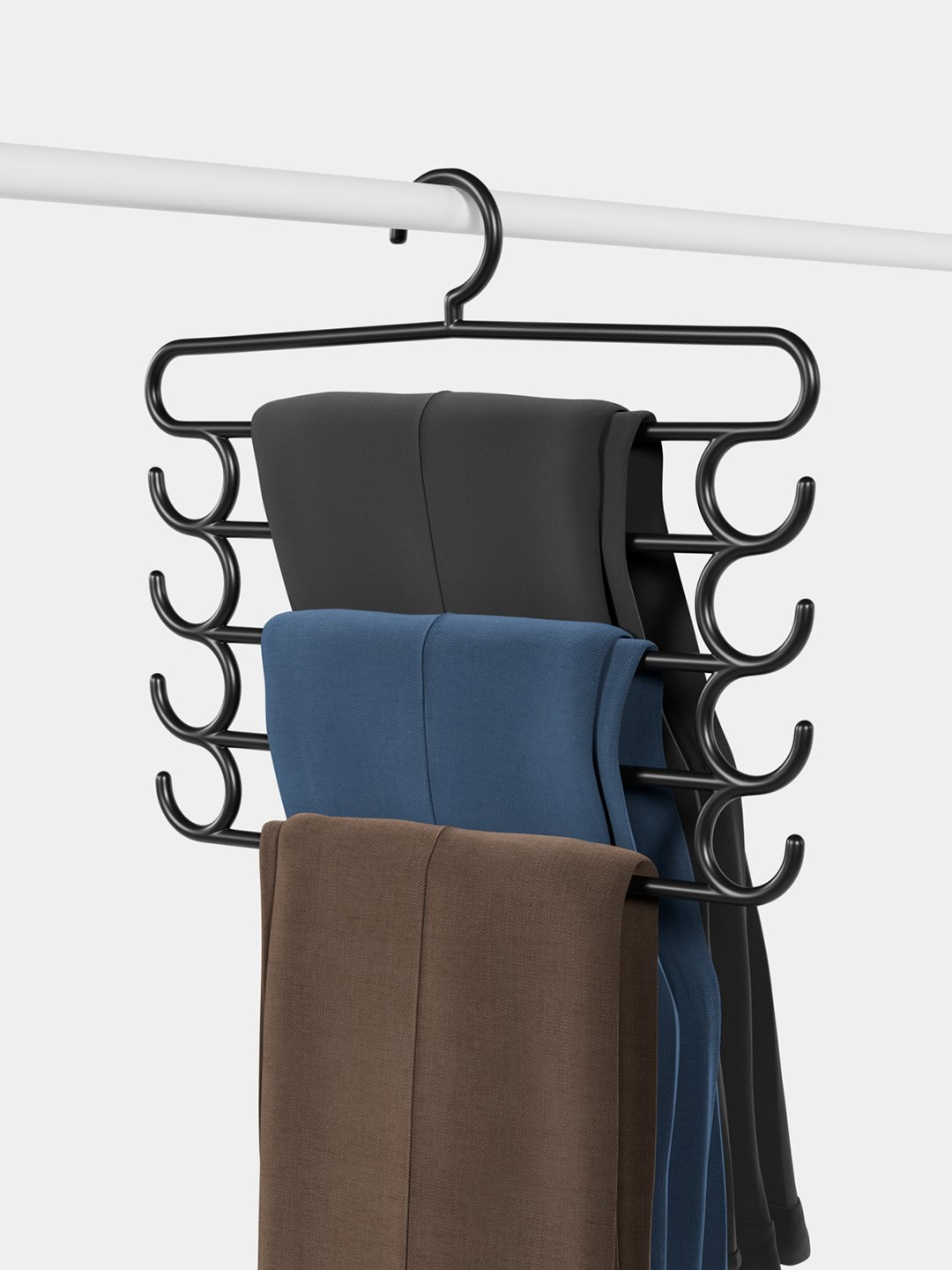 Вешалка-змейка пластиковая, многоуровневая, цветная, для брюк, ремней ...