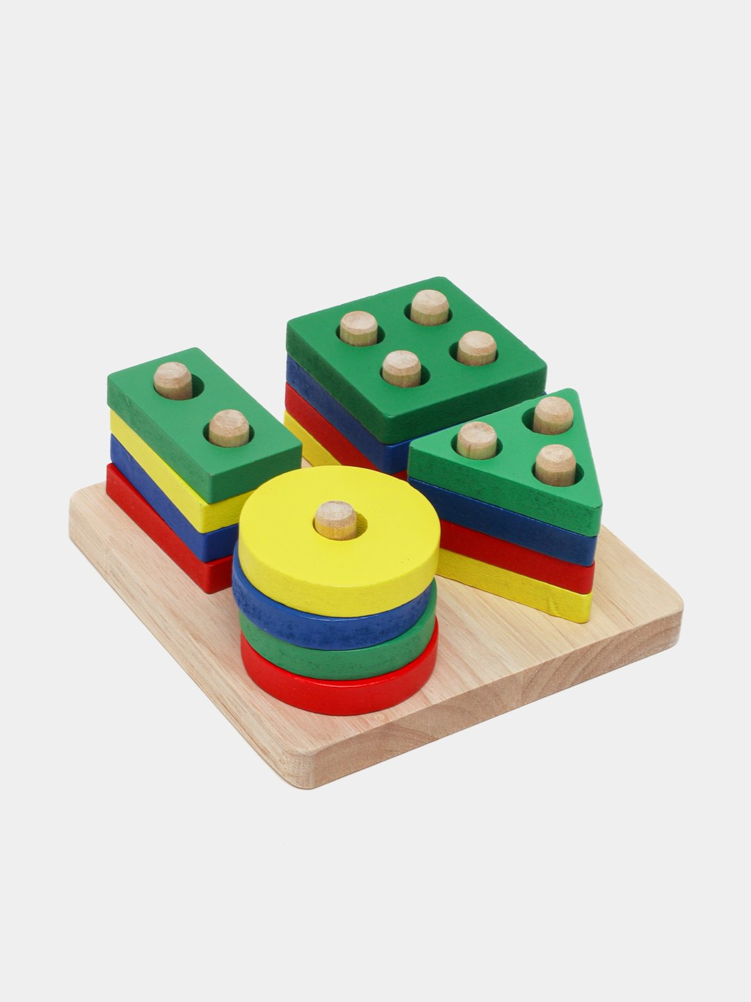 Rivojlantiruvchi yog'och shakllar Montessori piramidasi, geometrik ...