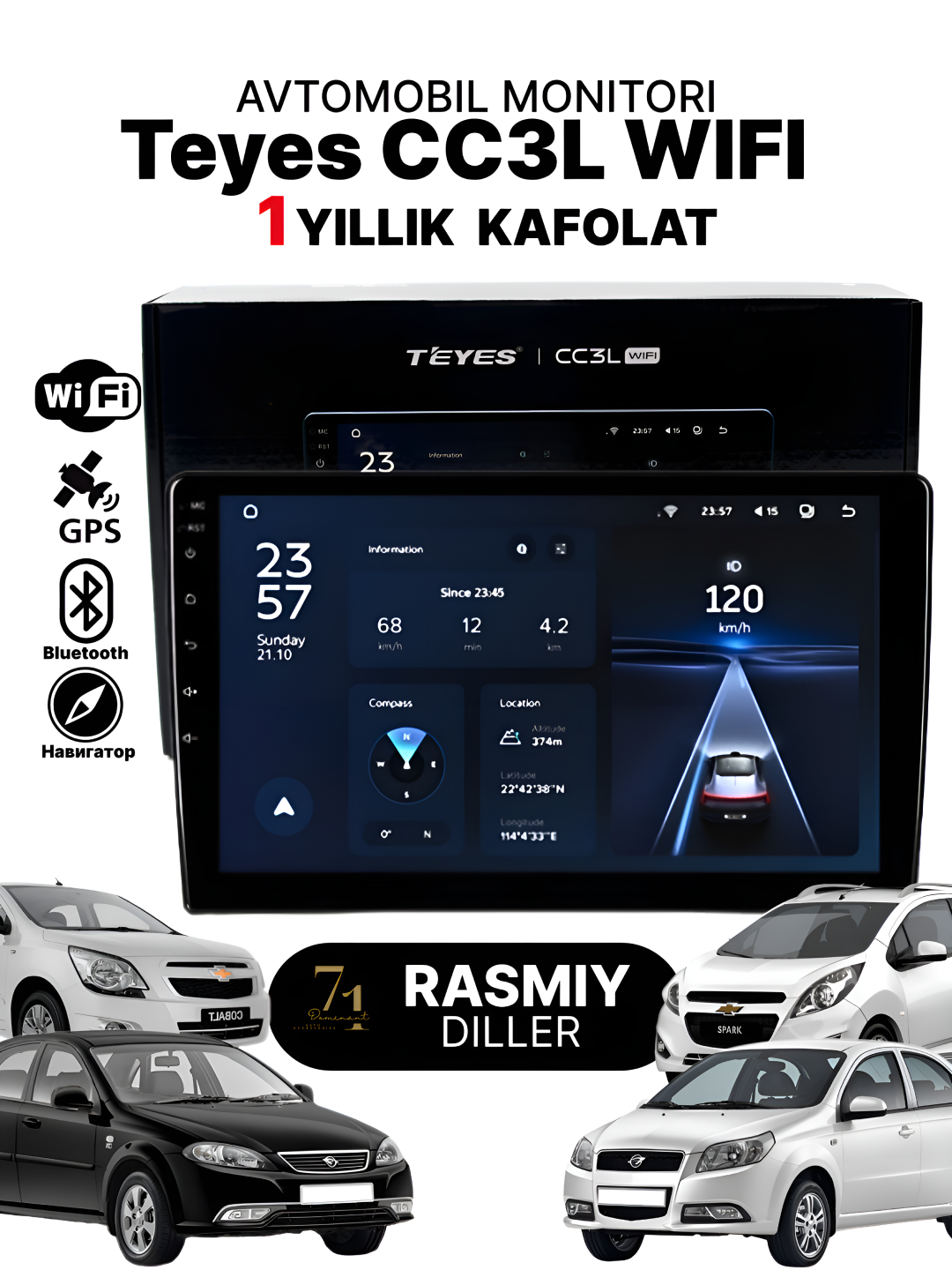 Автомобильный монитор "Teyes CC3L WIFI", на Cobalt, Nexia 3, Gentra, с ...