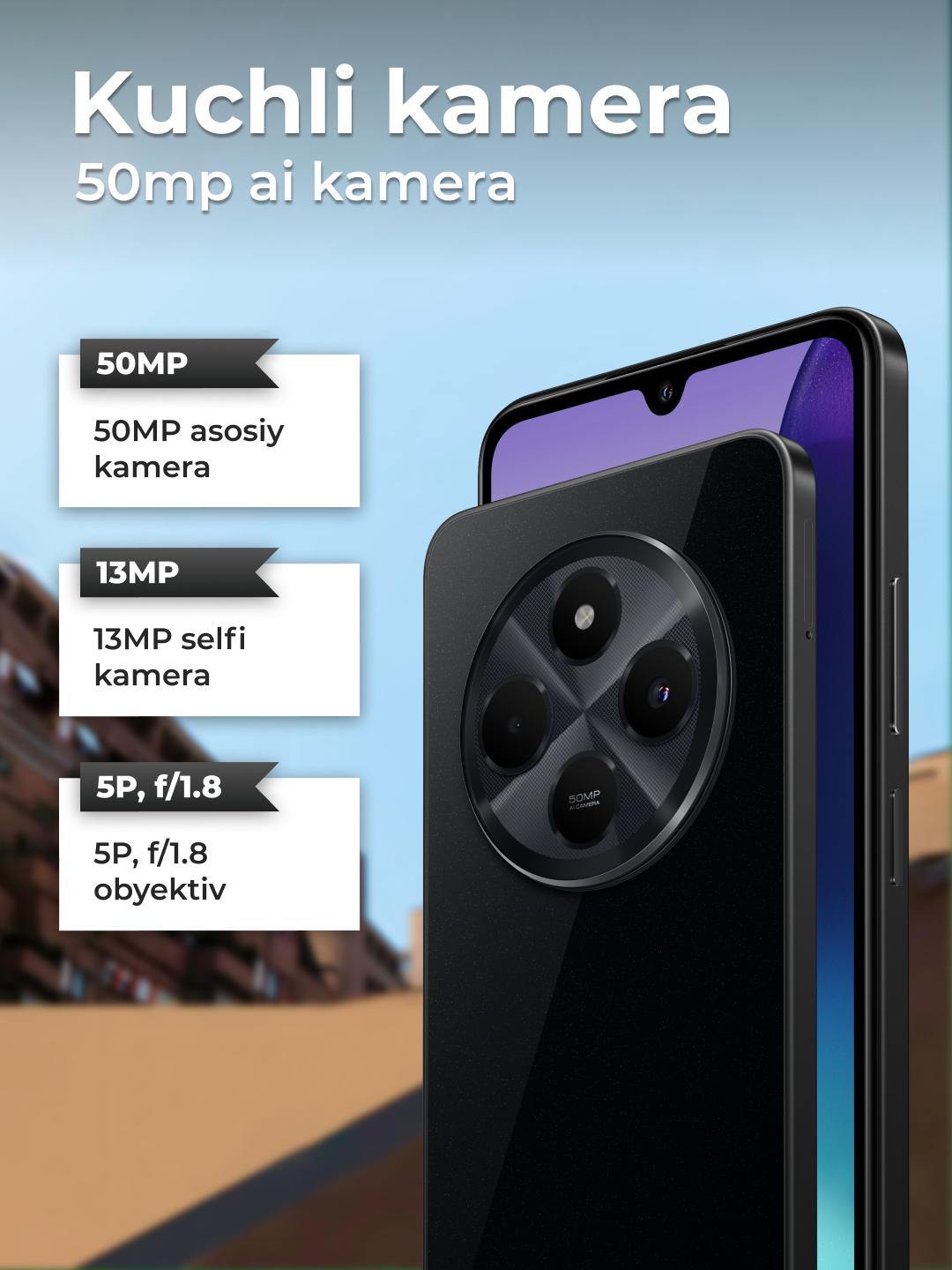 Смартфон Xiaomi Redmi 14C, 8 + 256ГБ, 6.88" IPS 120Hz, быстрая зарядка ...