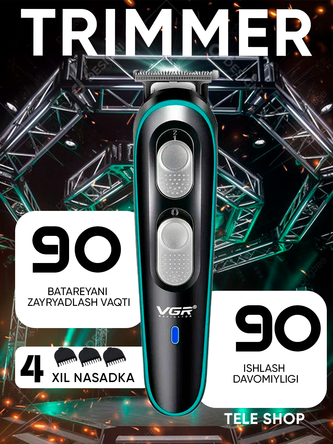 Профессиональный триммер VGR 175/071/055/030, для стрижки волос и ...