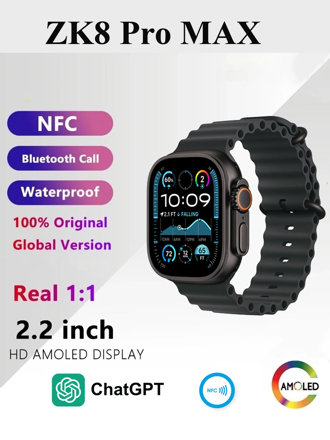 Умные часы Watch 9 Ultra 2 ZK8 Pro MAX Ultra Full AMOLED Screen 2.02HD ...