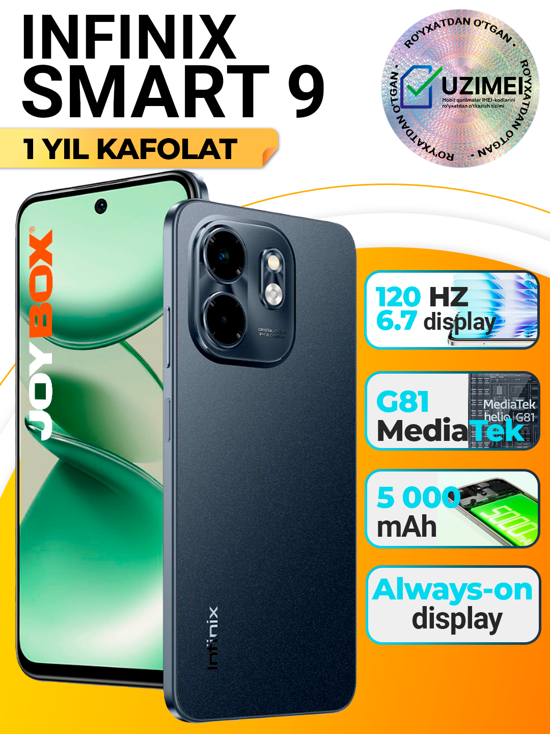 Cмартфон Infinix Smart 9, 4+4 8/128, 3+3 6/64 HD+ 6.7, 5000 мАч, Always ...