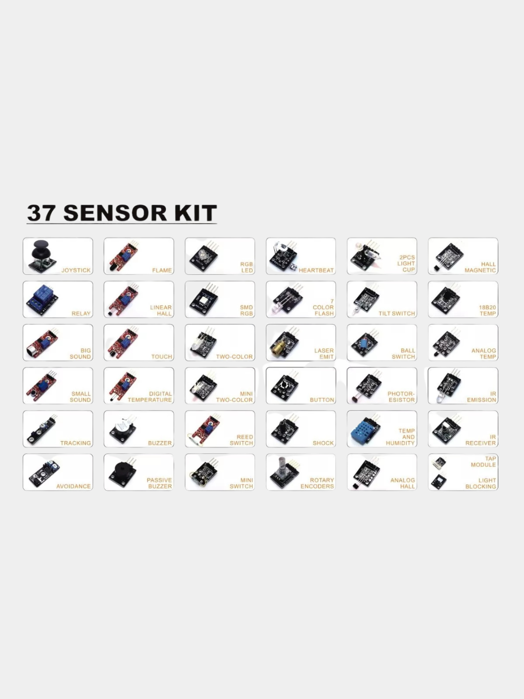 Набор 37 в 1 датчиков и сенсоров для платформы Arduino 37 sensor kit ...