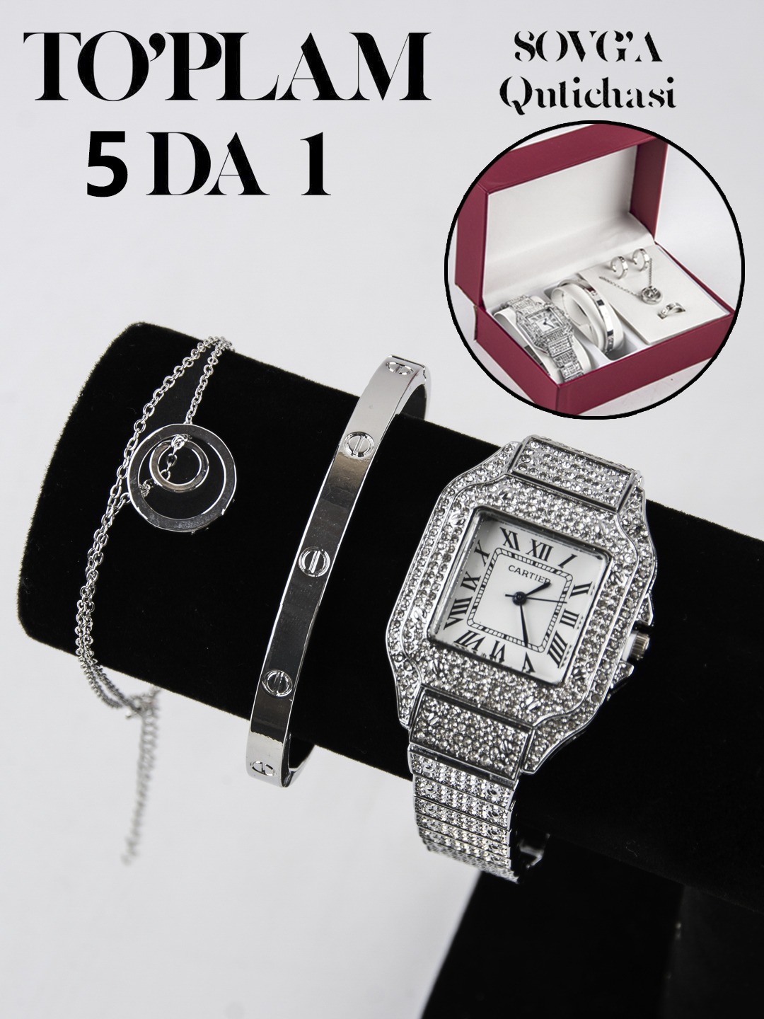 Ayollar uchun sovg'a taqinchoqlar to'plami: karter, zanjir, bilaguzukni ...