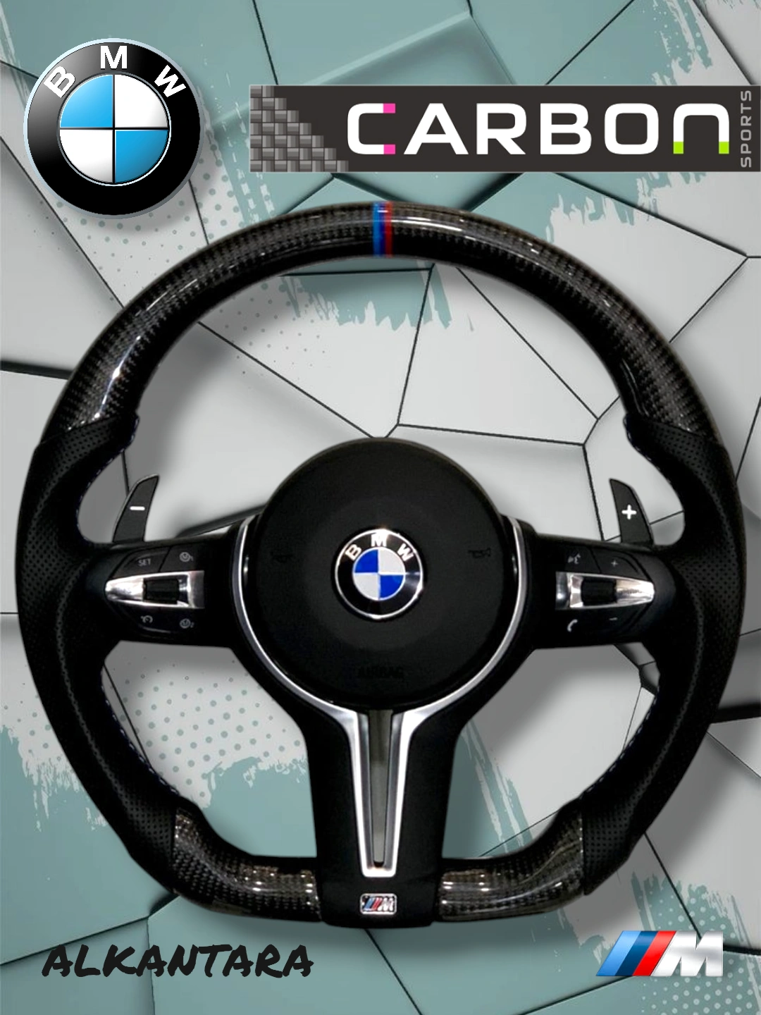 Автомобильный руль BMW, кожаный, черный, карбоновый, Nexia, Cobalt ...