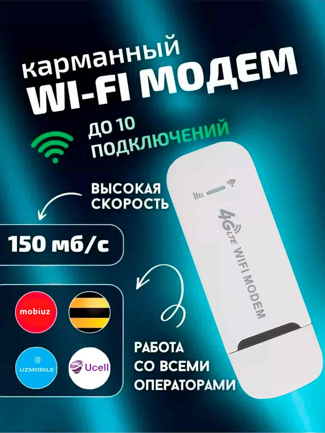 Адаптер 4G LTE, USB модем, с SIM-картой и точкой доступа Wi-Fi купить ...