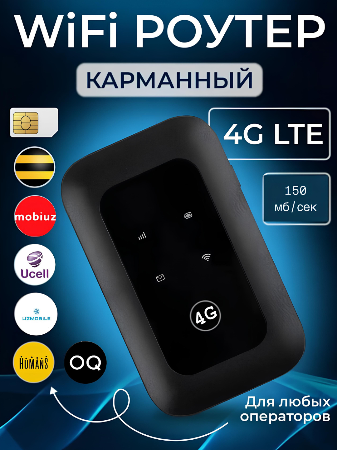 Wi-Fi-роутер,4G,5G, карманный,портативный,до 150 мб/с, мини-роутер ...