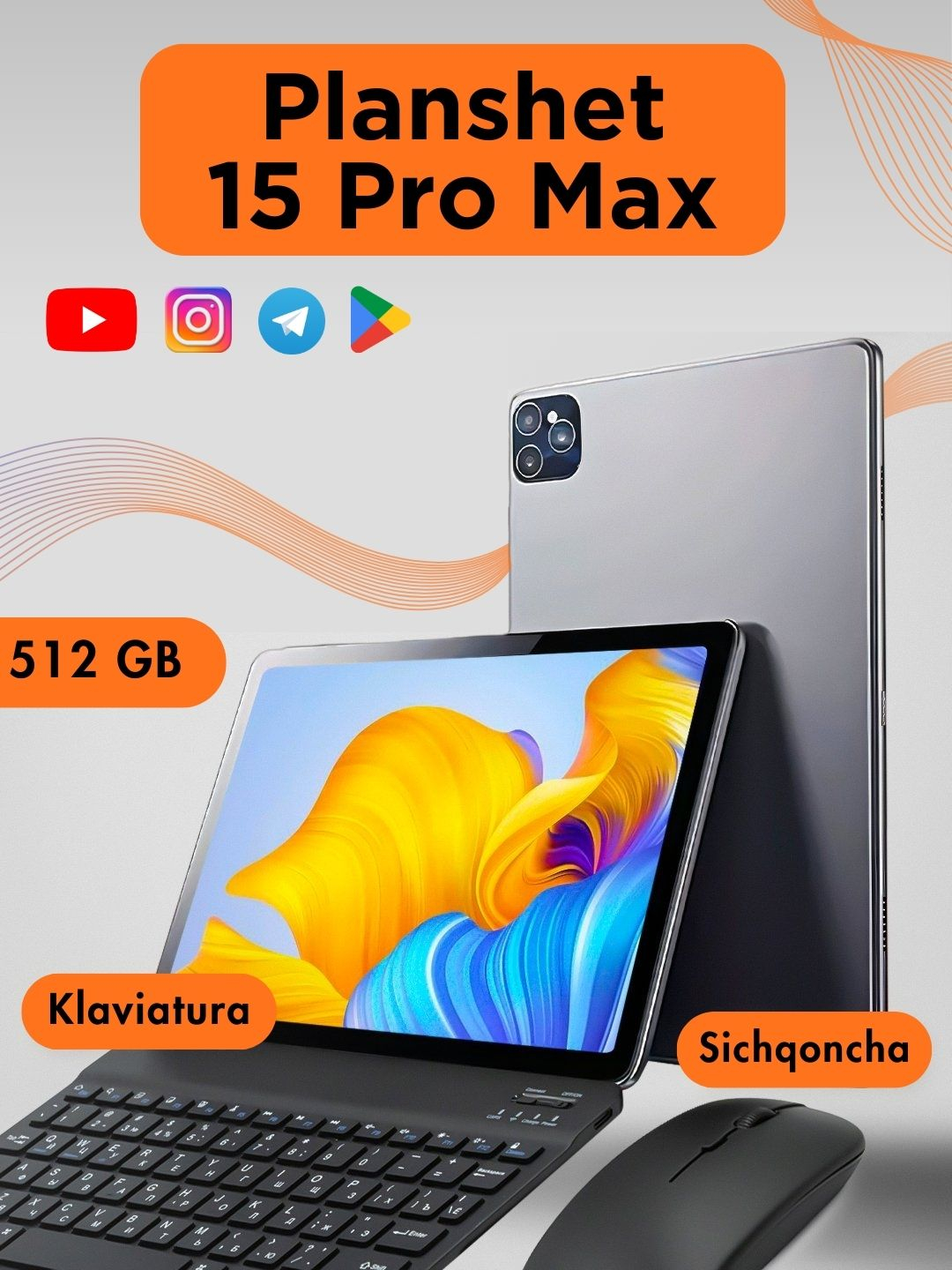 Sim kartali Smart planshet OZCT Pro 15 MAX 16/512 GB, 2 ta Sim Karta ...