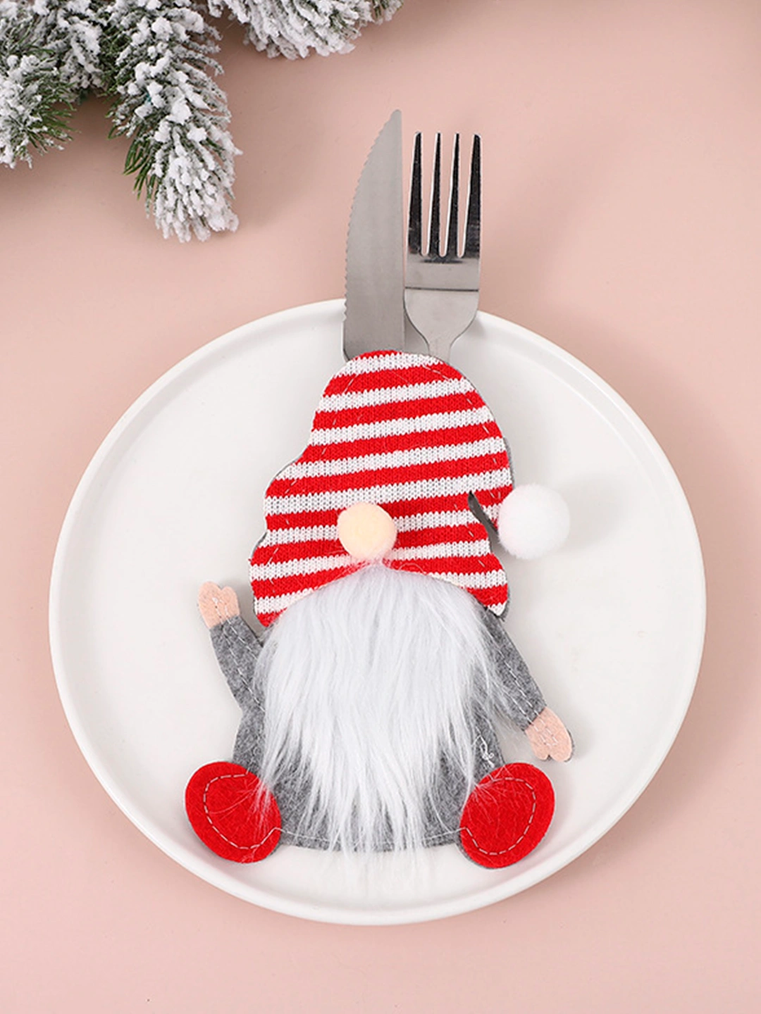 Новогодние гномики для сервировки стола, конверт для вилок, ложек ...