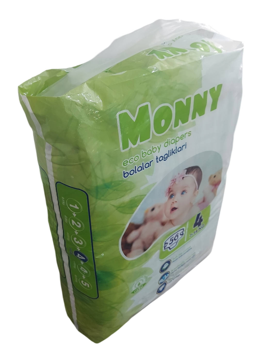 Подгузники для детей MONNY 4, (7-14 кг), 56 шт за 85000 сум со скидкой ...