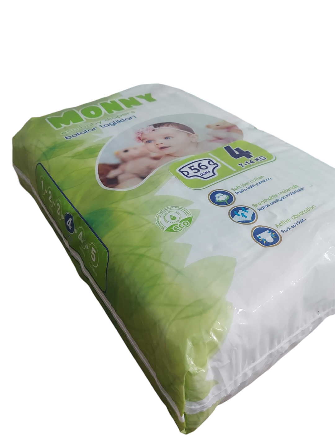 Подгузники для детей MONNY 4, (7-14 кг), 56 шт за 85000 сум со скидкой ...