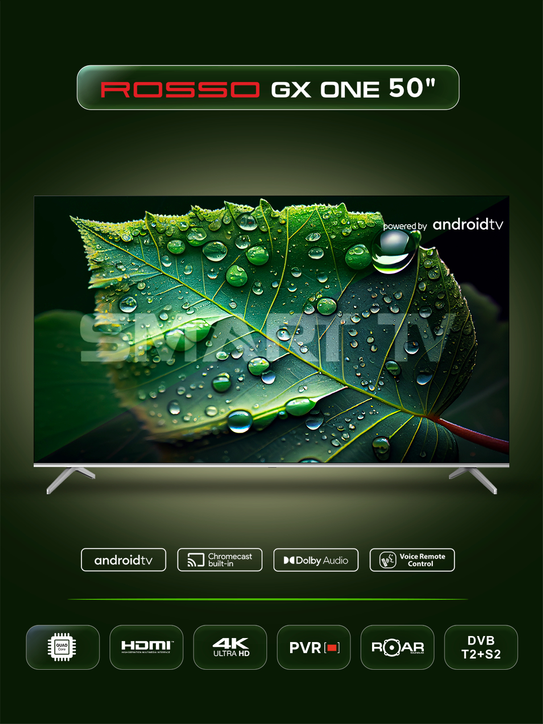 Телевизор, умный, безрамочный ROSSO 50GX one, Android купить по низким ценам в интернет-магазине ...