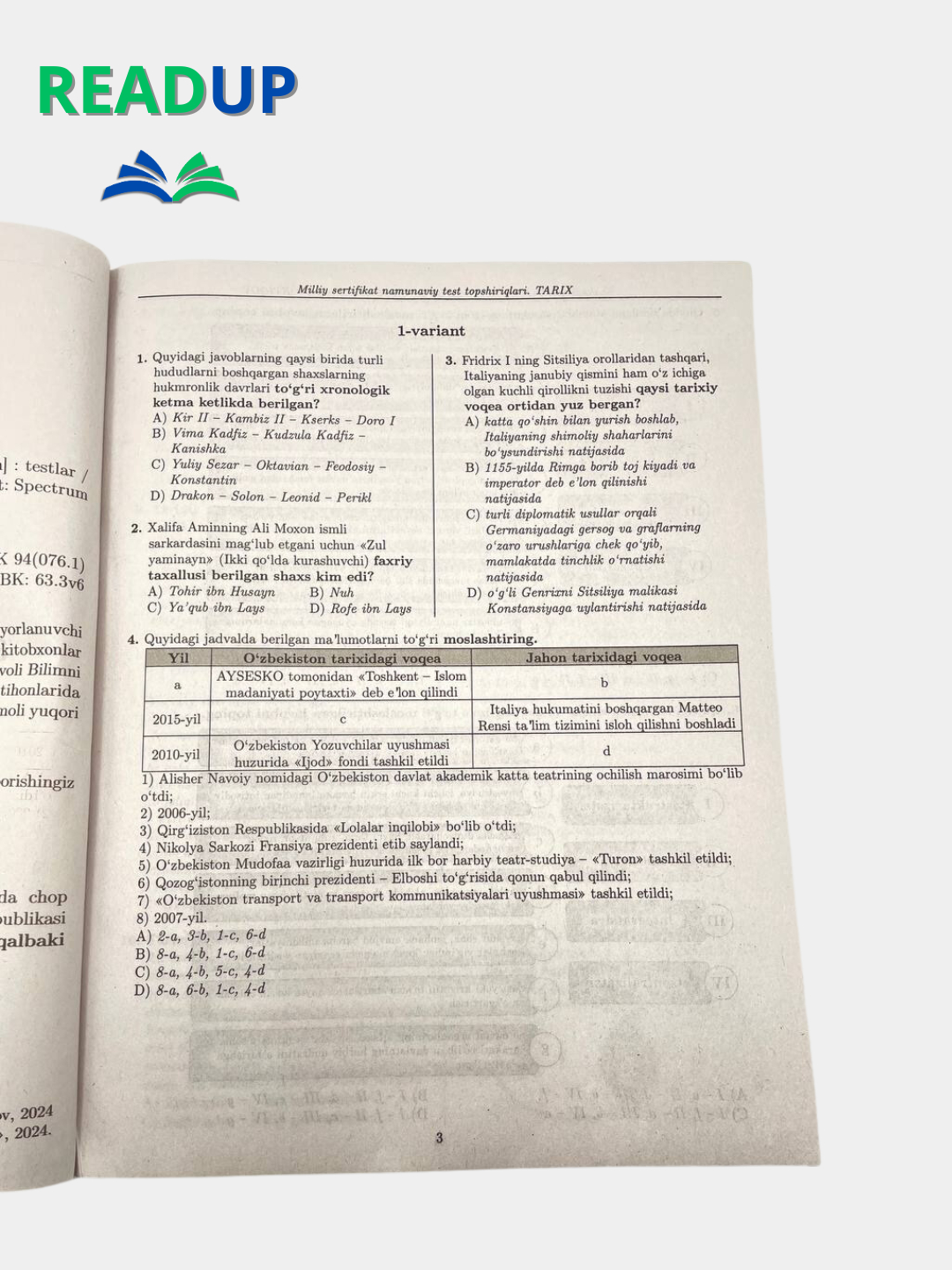 Milliy sertifikat, tarix, 30 ta varian javoblari bilanni arzon narxda ...