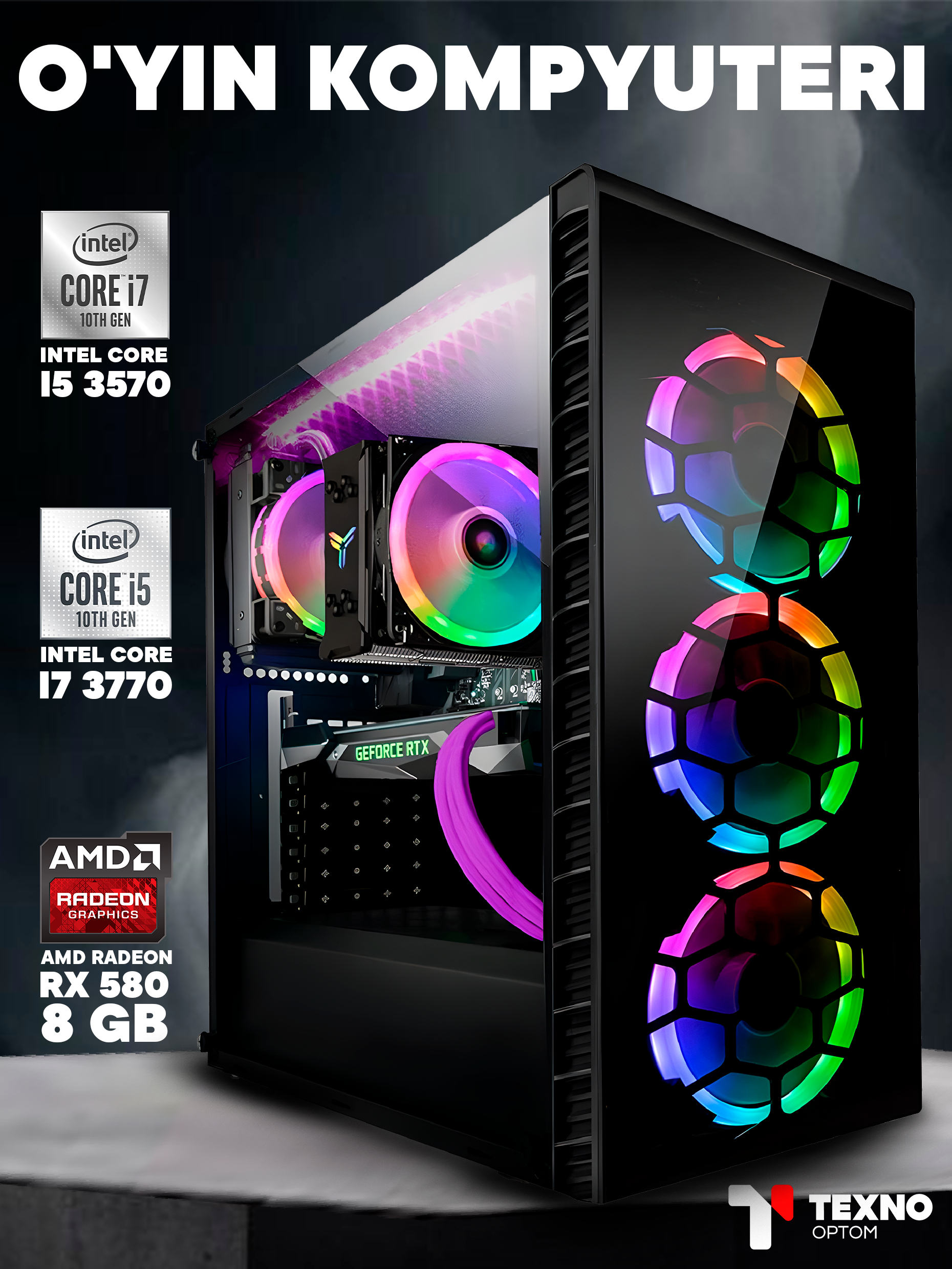 O'yin Kompyuteri. Core i7, 16 GB operativ xotira, 512 GB SSD, AMD RADEON RX 580 8 GBni arzon ...