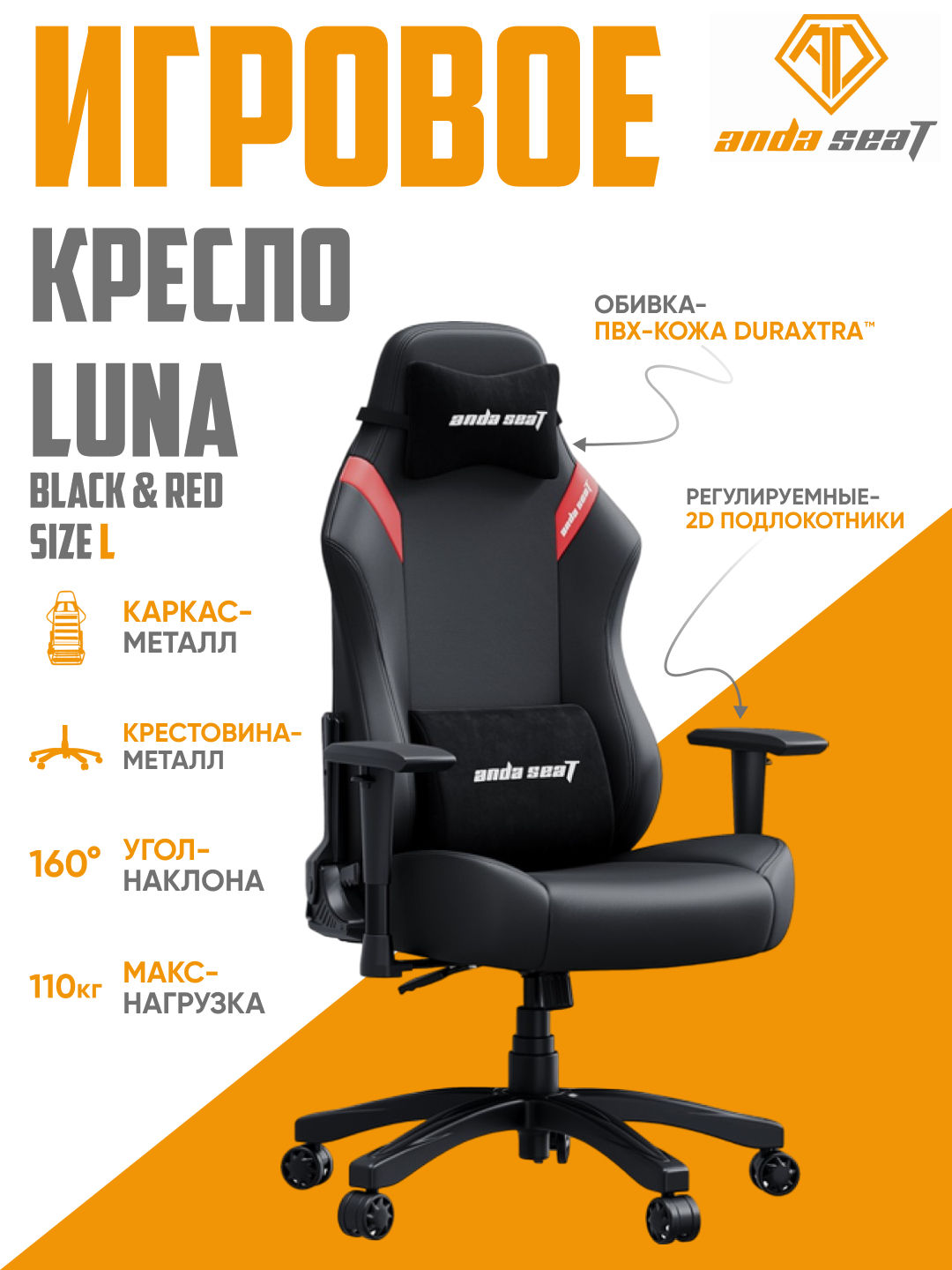 Игровое компьютерное кресло Anda Seat Luna Size L купить по низким ...
