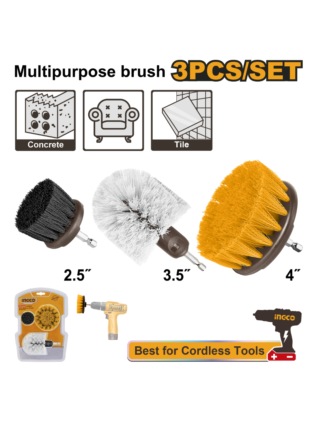 Насадки-щетки для дрелей и шуруповёртов INGCO купить по низким ценам в ...