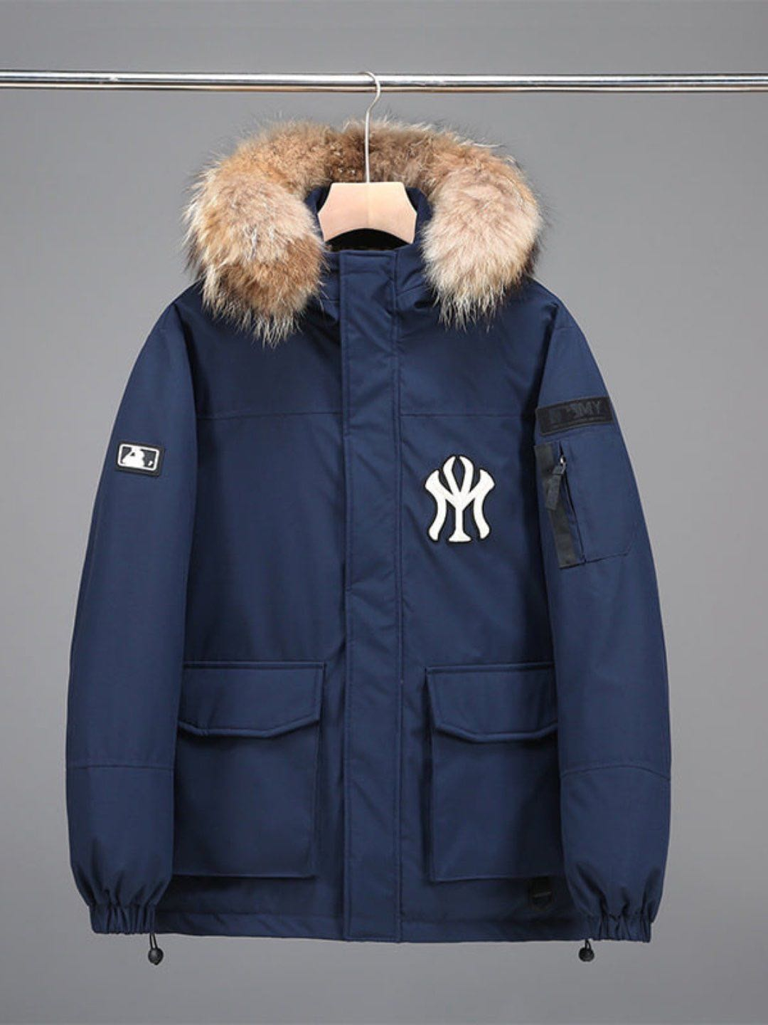 Мужской длинный пуховик куртка с капюшоном, полиэстер, внутри синтепон ...