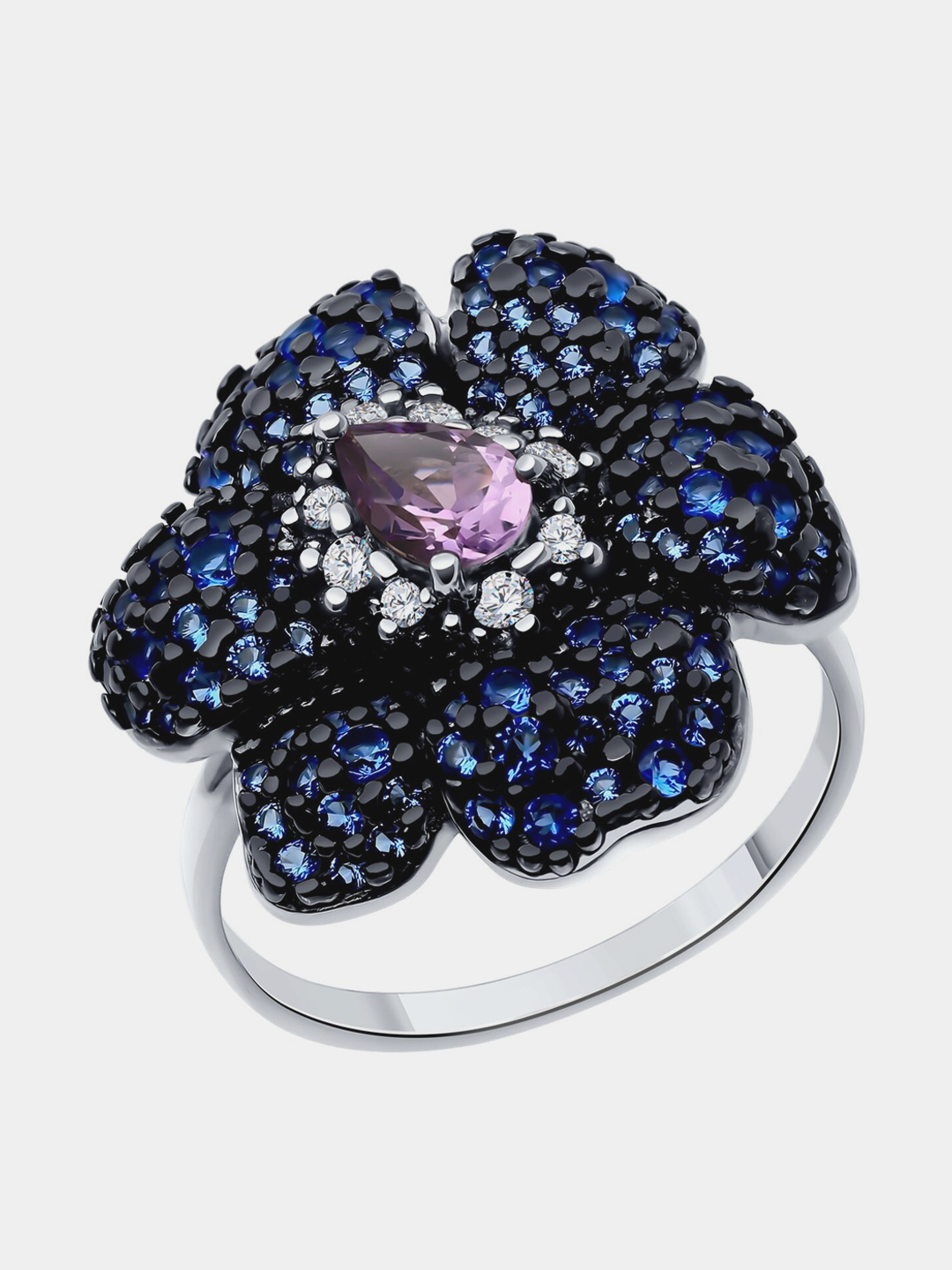 Кольцо из серебра с аметистом и фианитами SOKOLOV 92014519 купить по ...