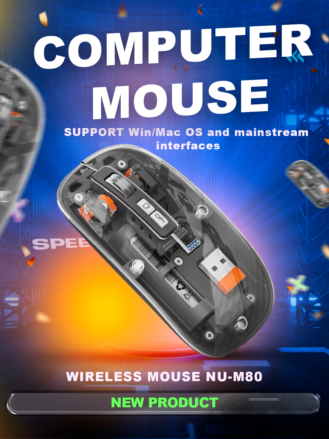 Simsiz sichqoncha Transparent Mouse 2, 1600/2400 DPIni arzon narxda ...