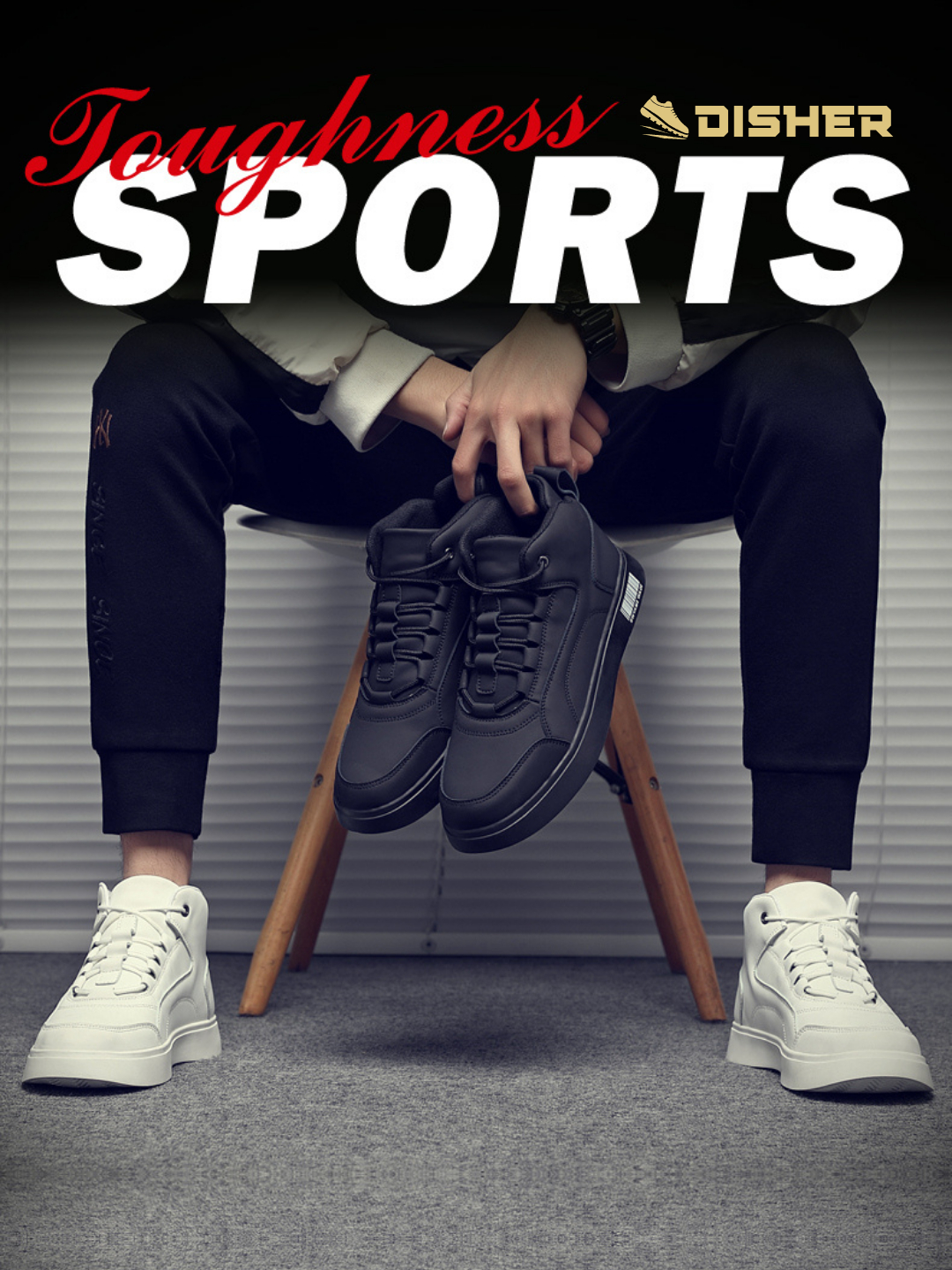 Shahar uchun, baland erkaklar krossovkalari DISHER, kundalik uchun ...