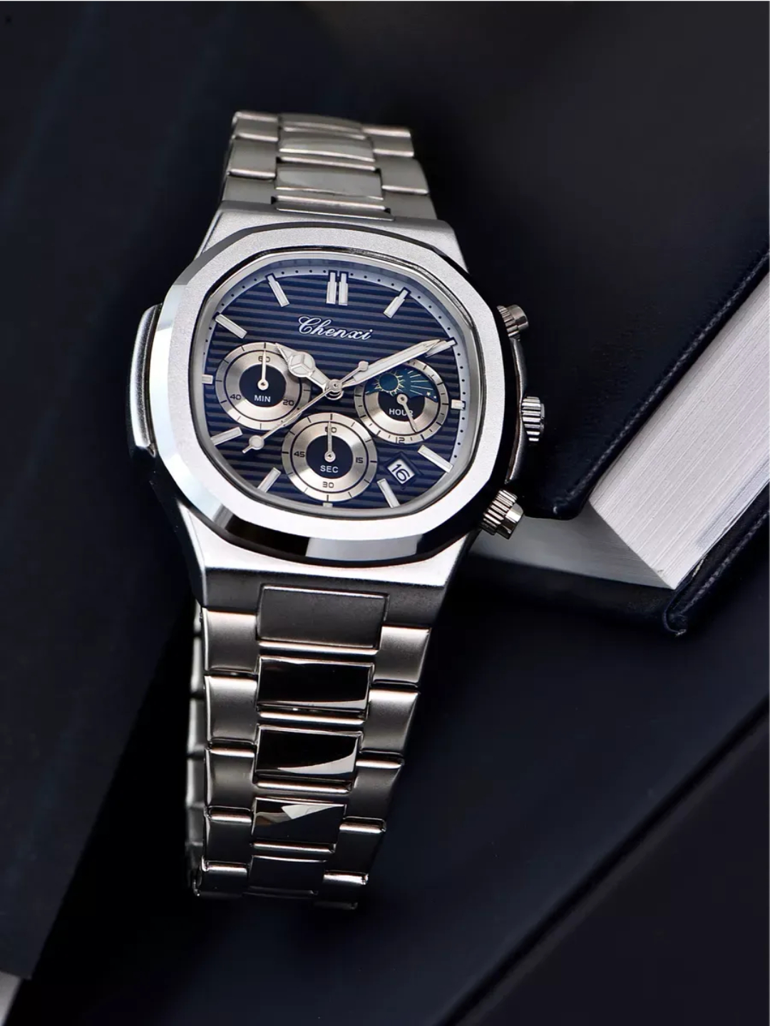 Erkaklar qo'l soati kvarts mexanizmli CHENXI soati, sovg'a qutisi ...