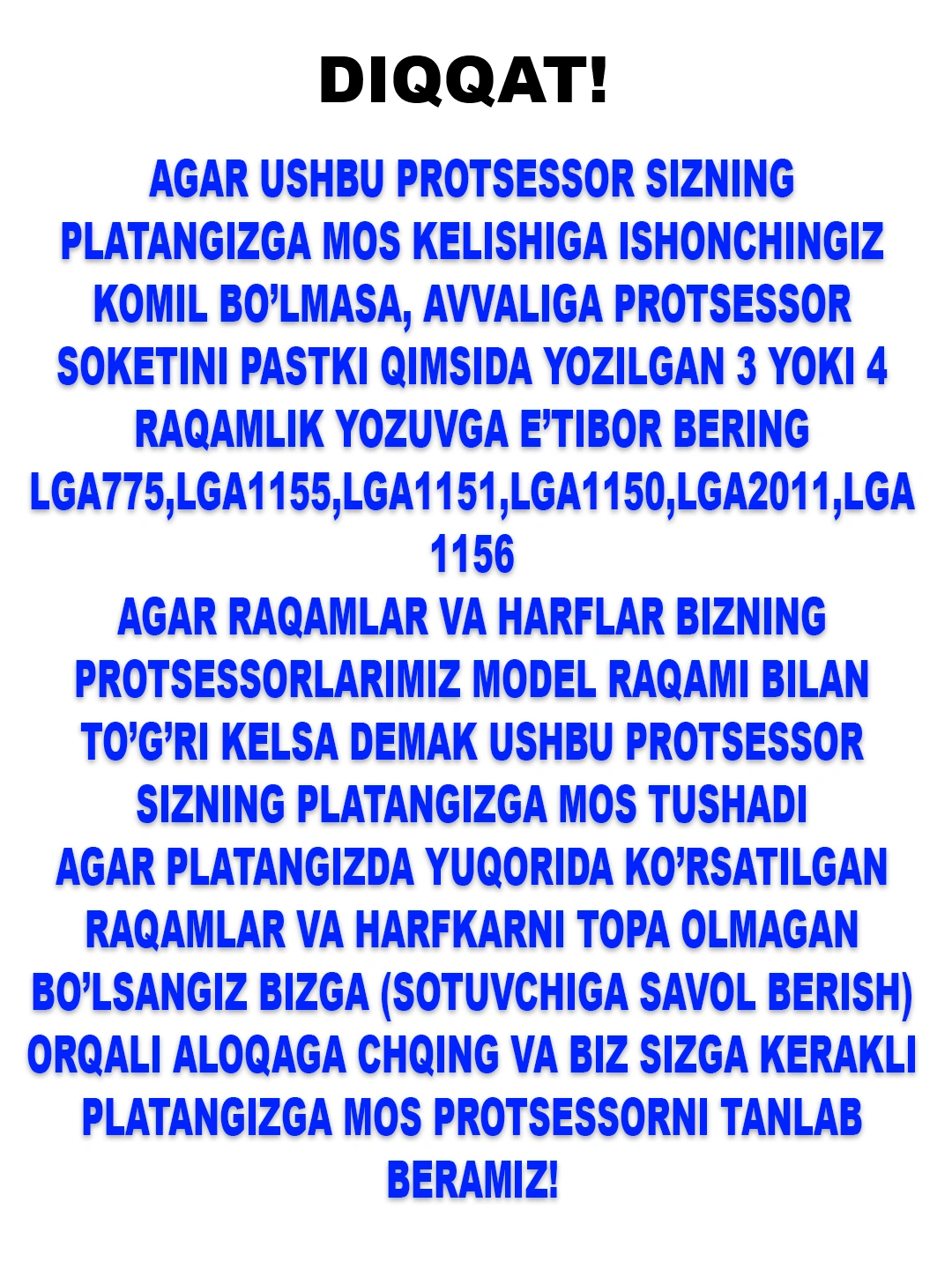 Protsessor Intel core i3, i5, i7, 6- va 7-avlod 1151 OEM soketi ...