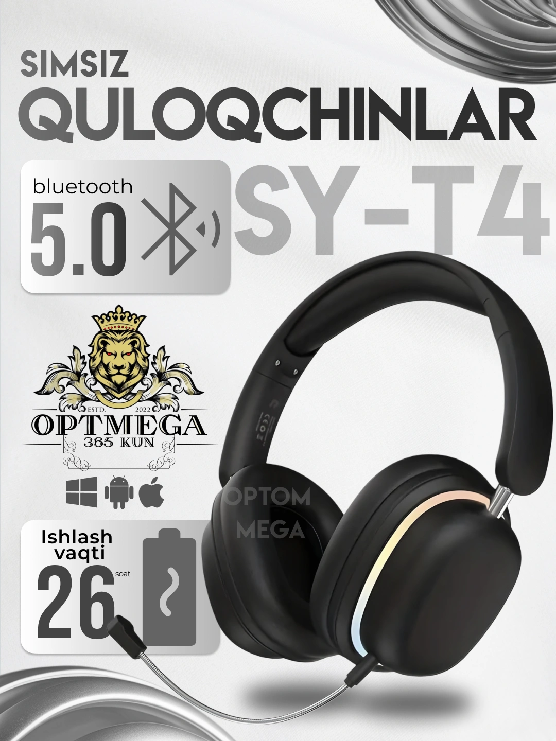 Simsiz naushnik, SY-T3, C2235, Bluetooth, batareya quvvati, 400 mAh ...