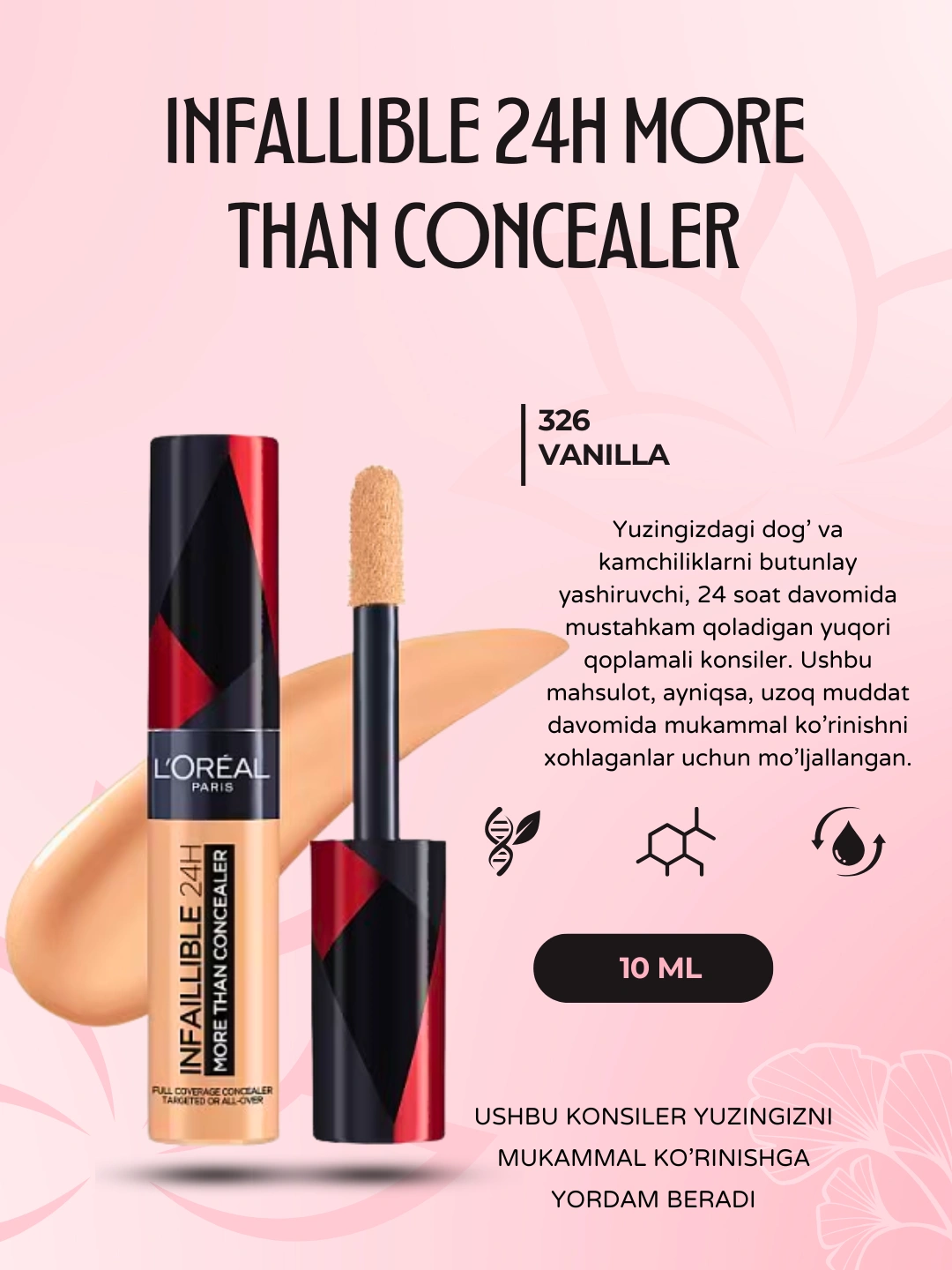 Yuzingiz uchun konsiler L'Oreal Paris Infallible, 10 mlni arzon narxda ...