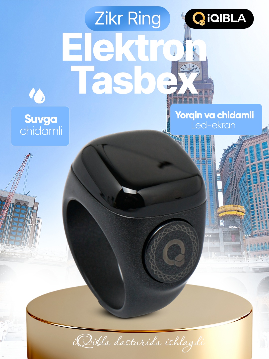 Elektron tasbeh Zikr Ring Lite, zikr va istig'for uchun, vibratsiya, suvga chidamli ekran sharhlari