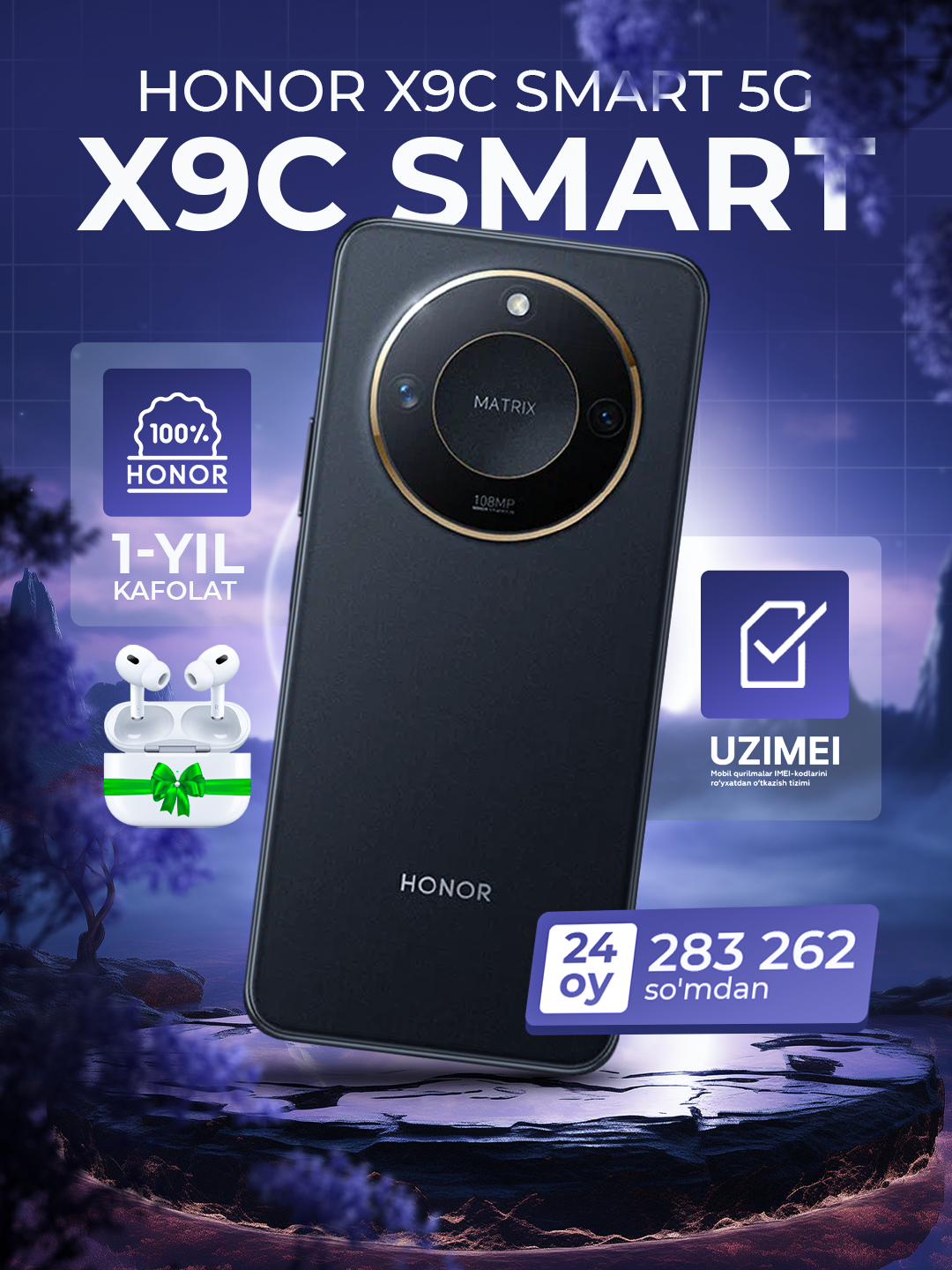 Смартфон Honor X9c Smart 5G, 8/12/256GB, 108 Мп, батарея 5800 мАч купить по низким ценам в ...