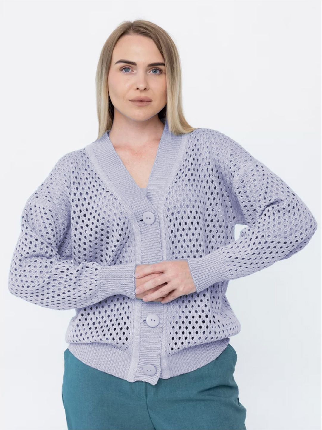 Кардиган вязанный, сетка, с пуговицами Didov Triko купить по низким ...