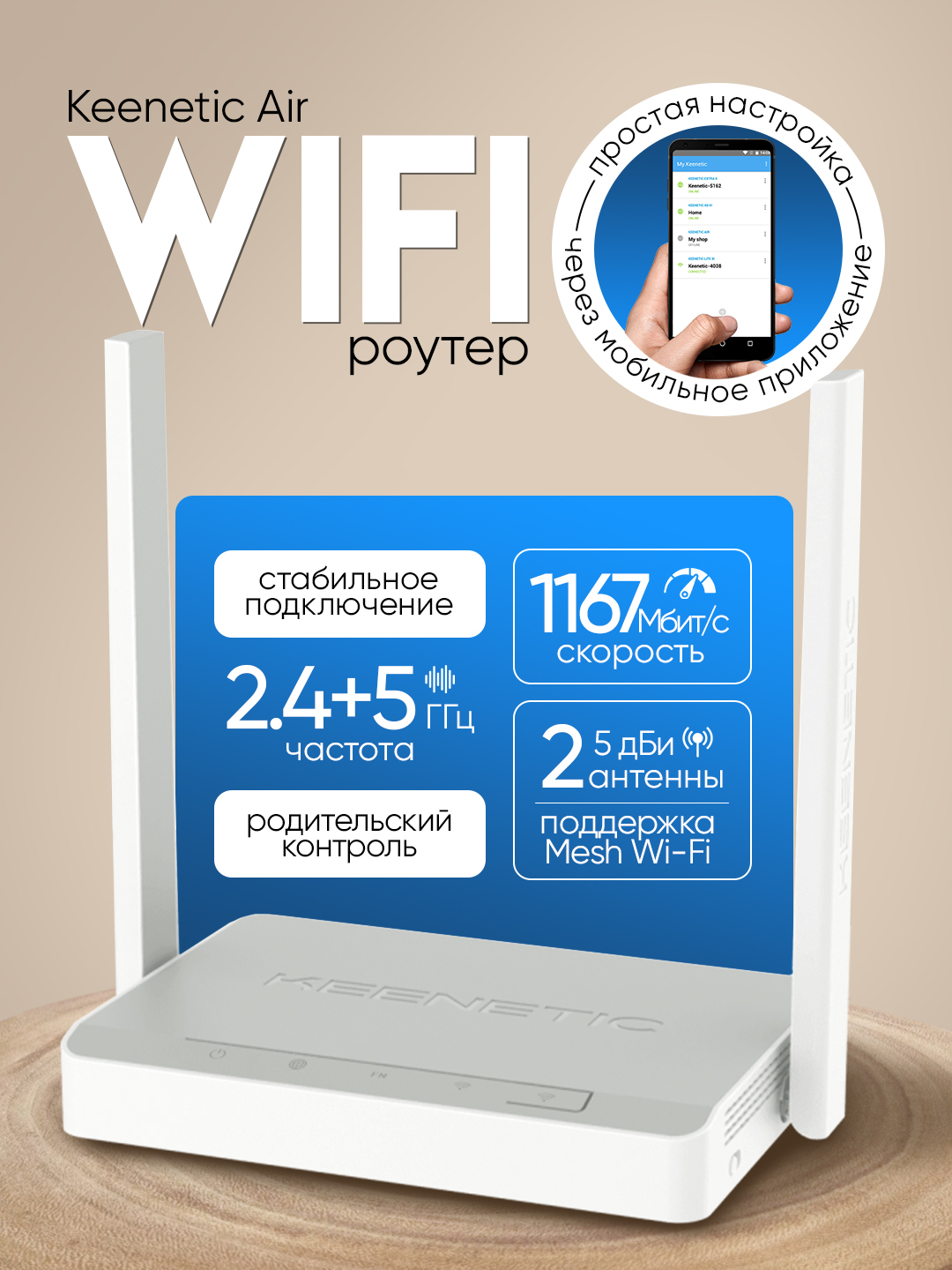 Wi-Fi роутер Keenetic Air KN-1613 AC1200, Mesh Wi-Fi 5, 4 LAN, VPN, IPTV, AdGuard купить по ...