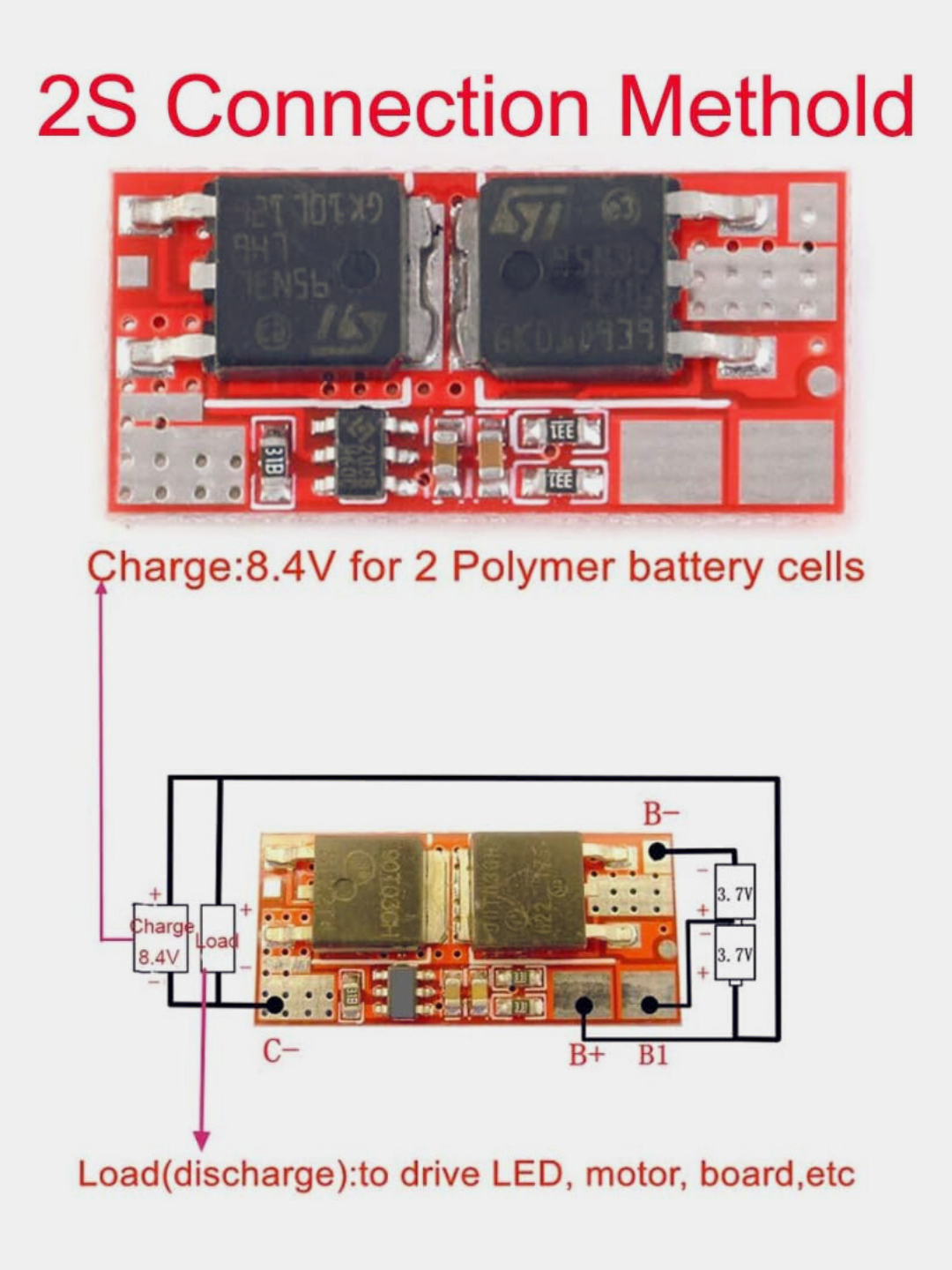 Плата BMS для 2S 10A 4.2 V Li-Ion 18650, защита и балансировка DIY SMD ...