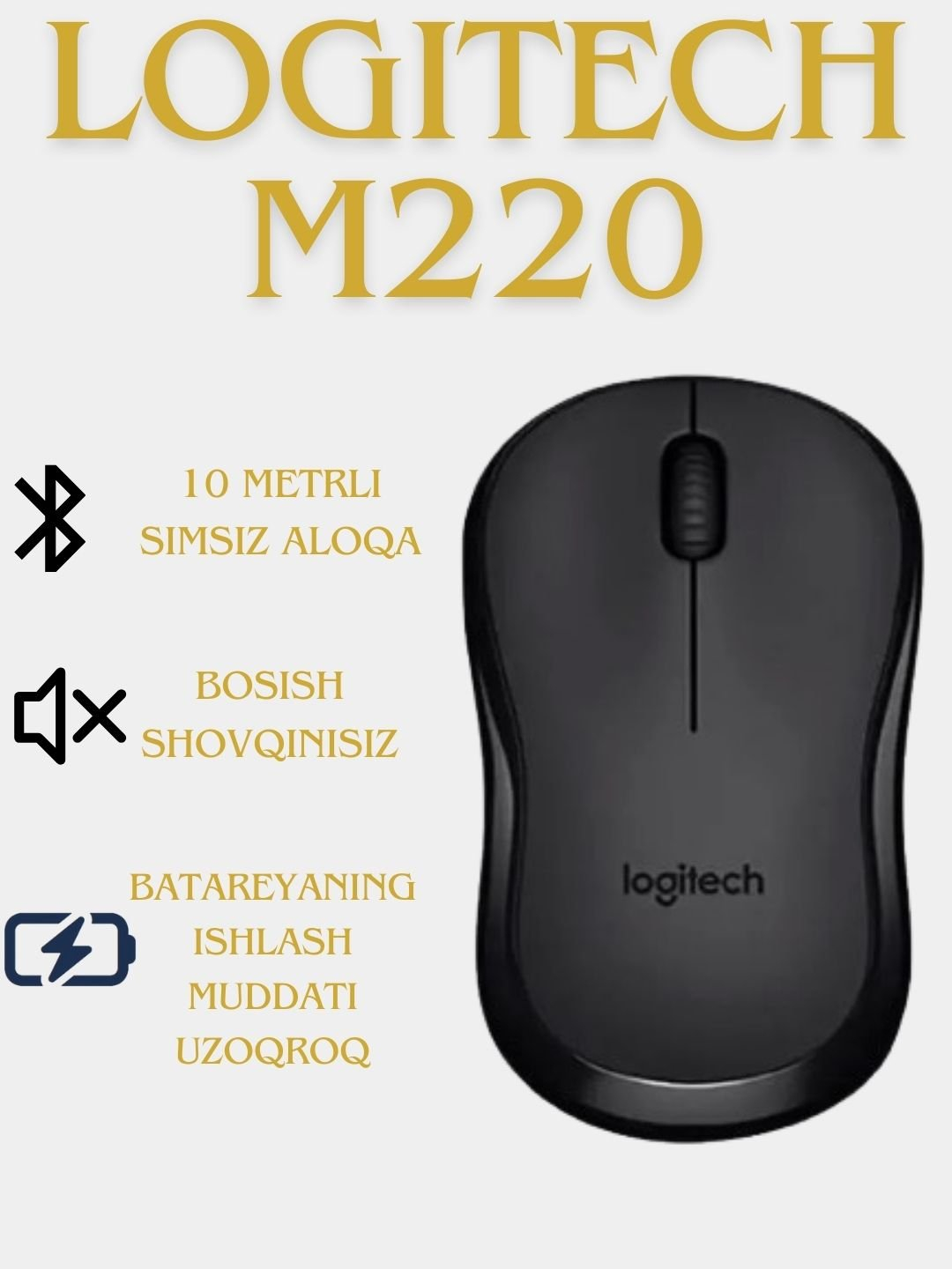 Simsiz sichqoncha Logitech M220 SILENT, SilentTouch, DPI 1000ni arzon ...
